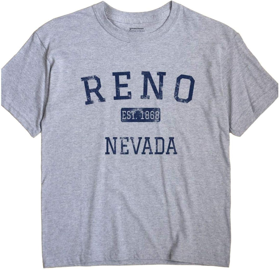 Amazon.com: GreatCitees Reno Nevada T-Shirt EST Medium Grey : Clothing ...