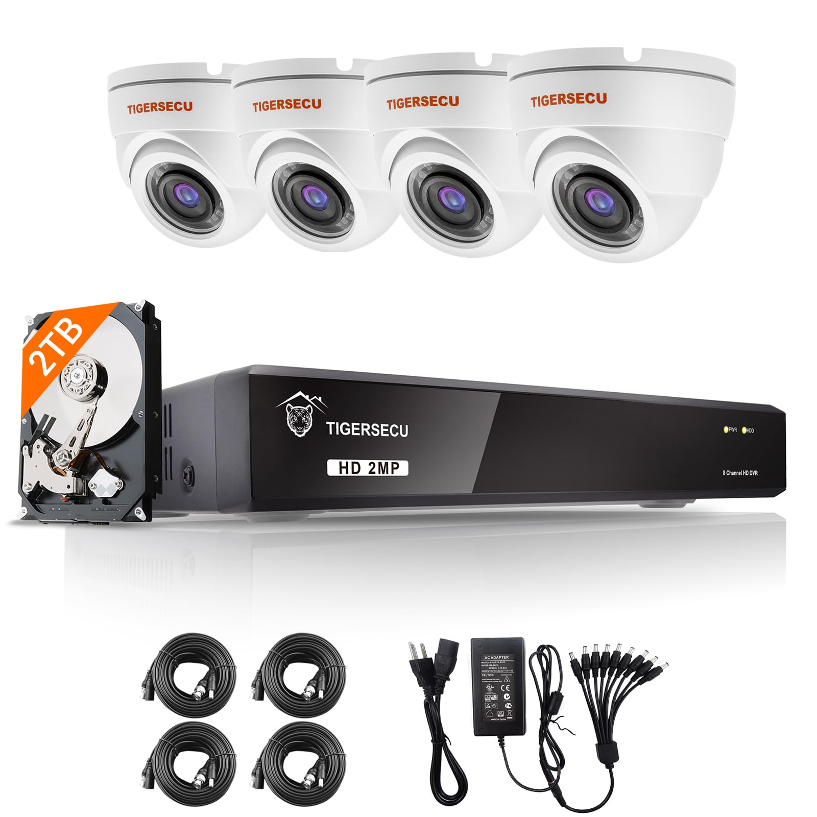 Amazon.com : TIGERSECU 1080P 8-Channel 4 Dome Cameras DVR Security ...