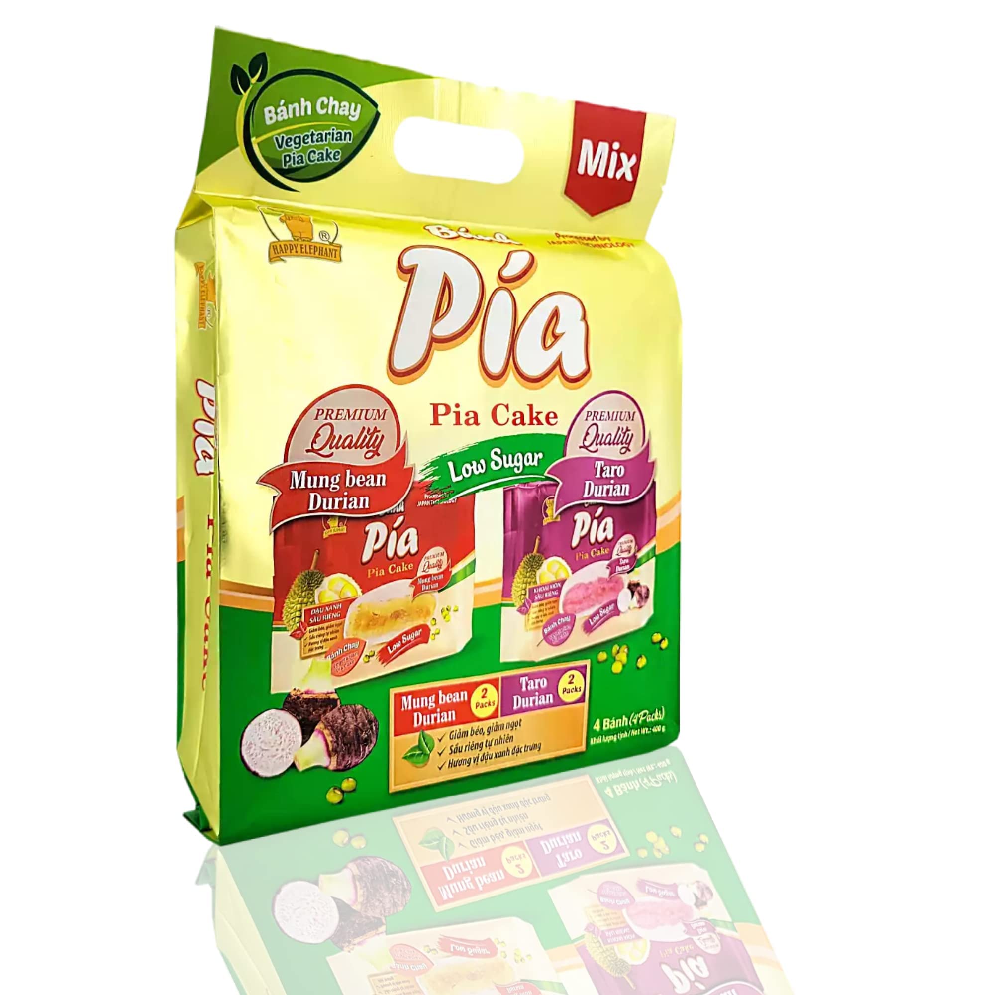 Buy Happy Elephant Premium Vegetarian Durian Mung Bean and Taro Pia ...