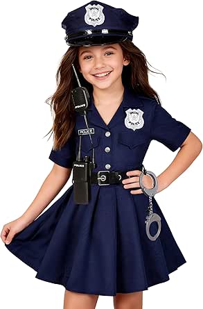 Amazon.com: KIDIN Kids Police Officer Costume Girls Cop Outfit Toddler ...