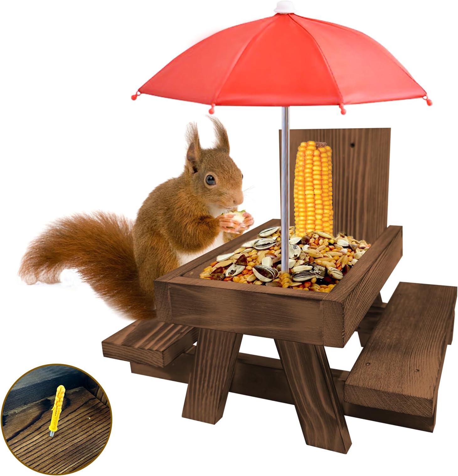 Amazon.com : Squirrel Feeder Table with Umbrella, Wooden Squirrel ...