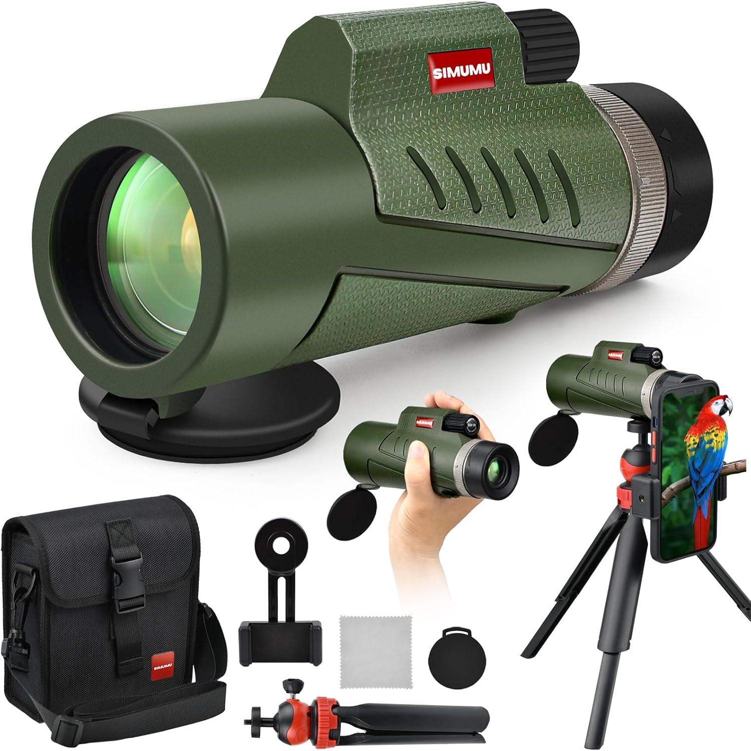 Amazon.com : SIMUMU 80X100 Monocular Telescope with Smartphone Holder ...