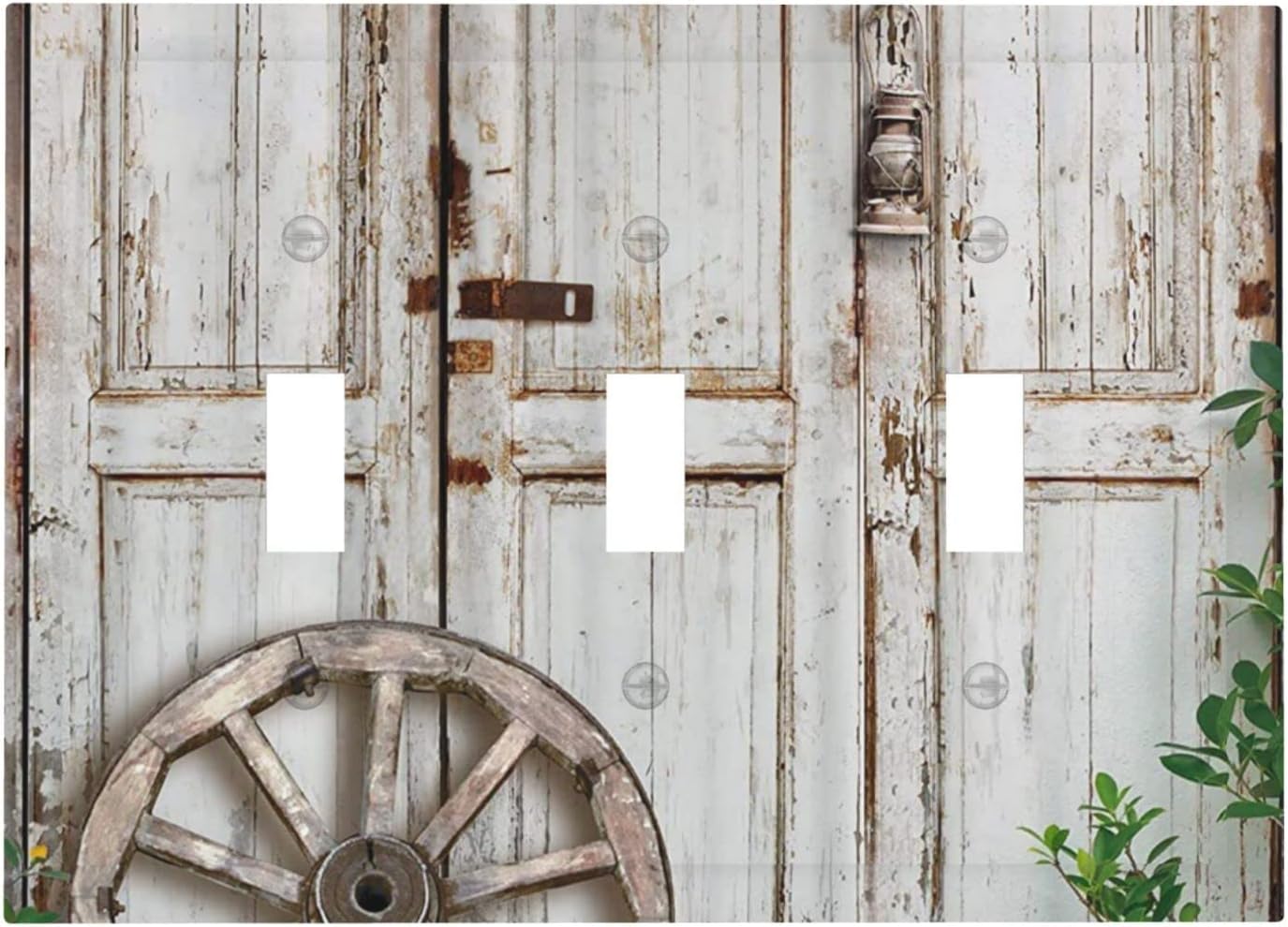 Farmhouse Rustic Barn Door Wood 3 Gang Light Switch Cover Decorative ...
