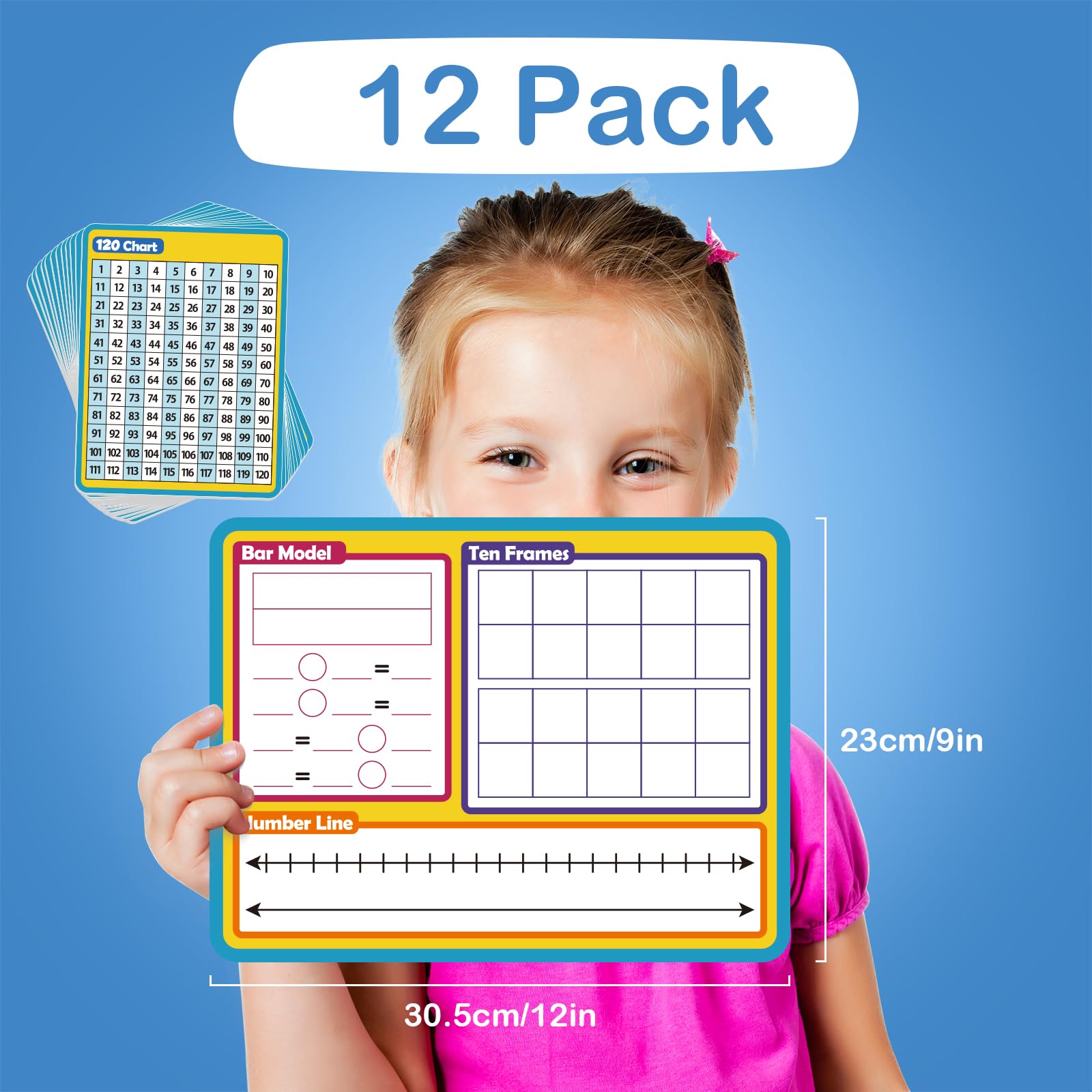 Snapklik.com : 12 Pack Dry Erase Board Card,9" X 12" Small Whiteboard ...