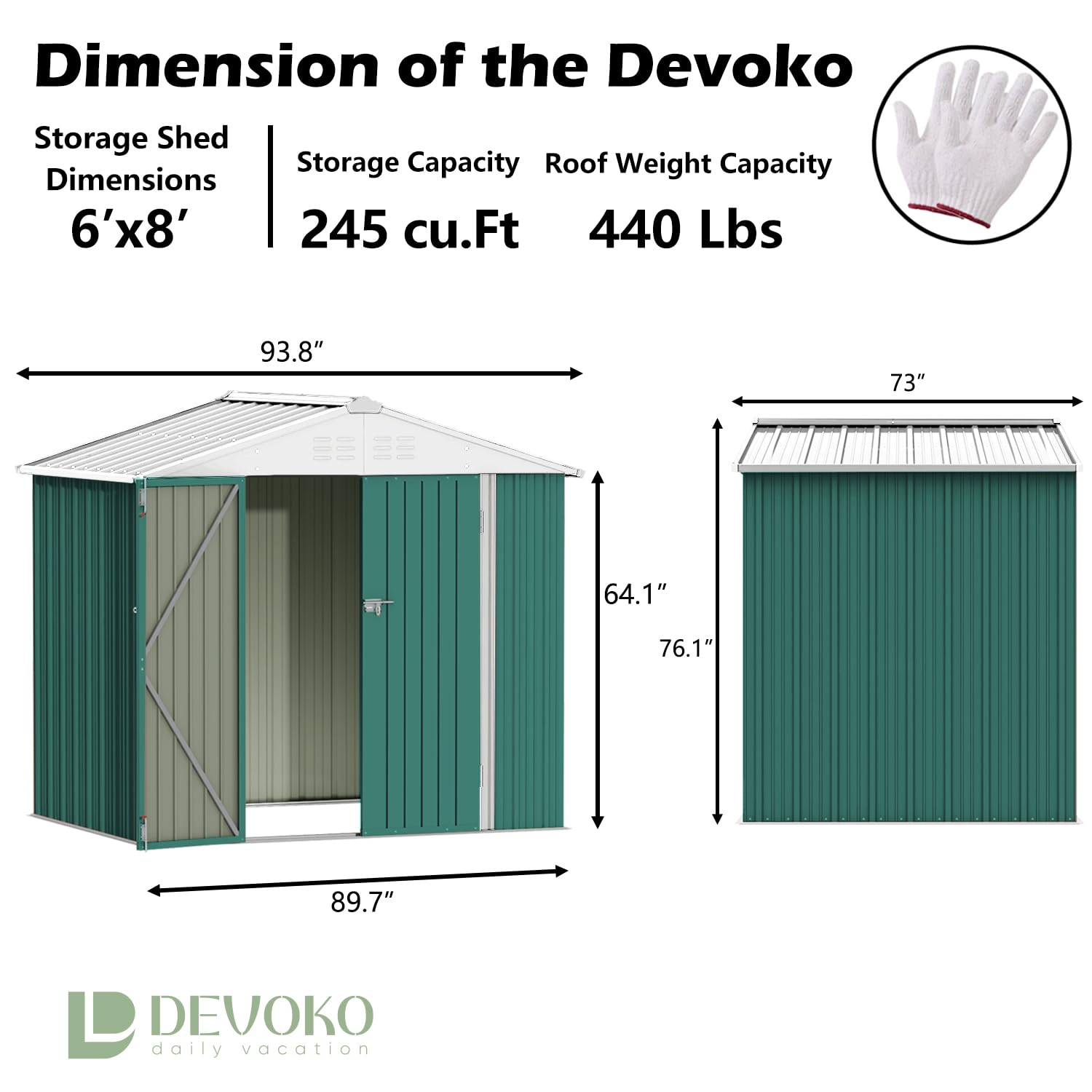 Snapklik.com : Devoko Outdoor Storage Shed 6 X 8 FT Lockable Metal ...