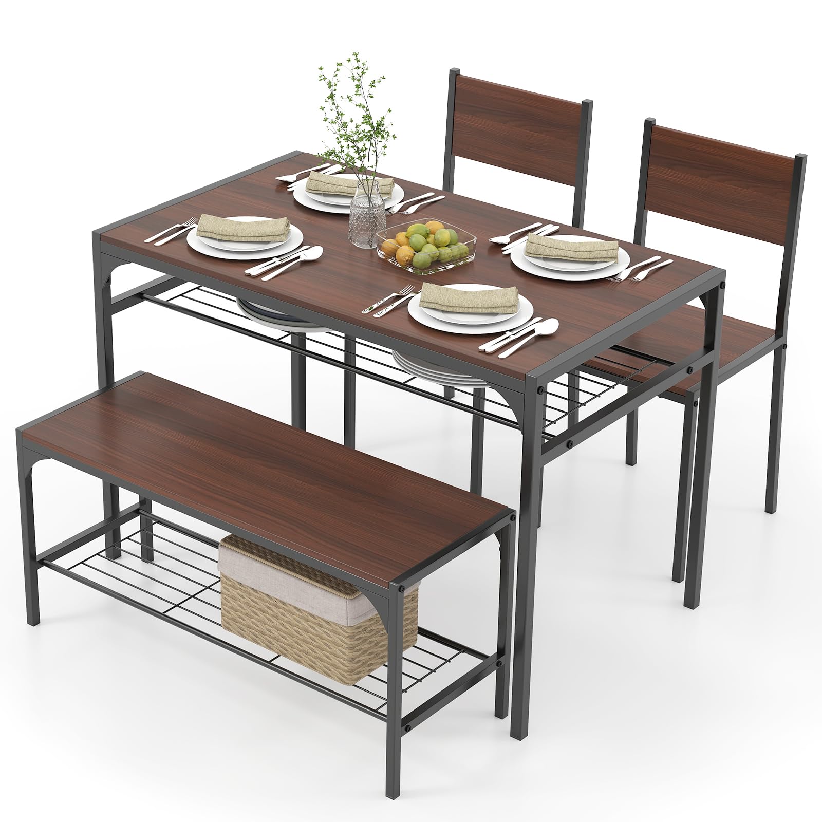 Amazon.com - COSTWAY 4 Pieces Dining Table Set, Kitchen Table and 2 ...
