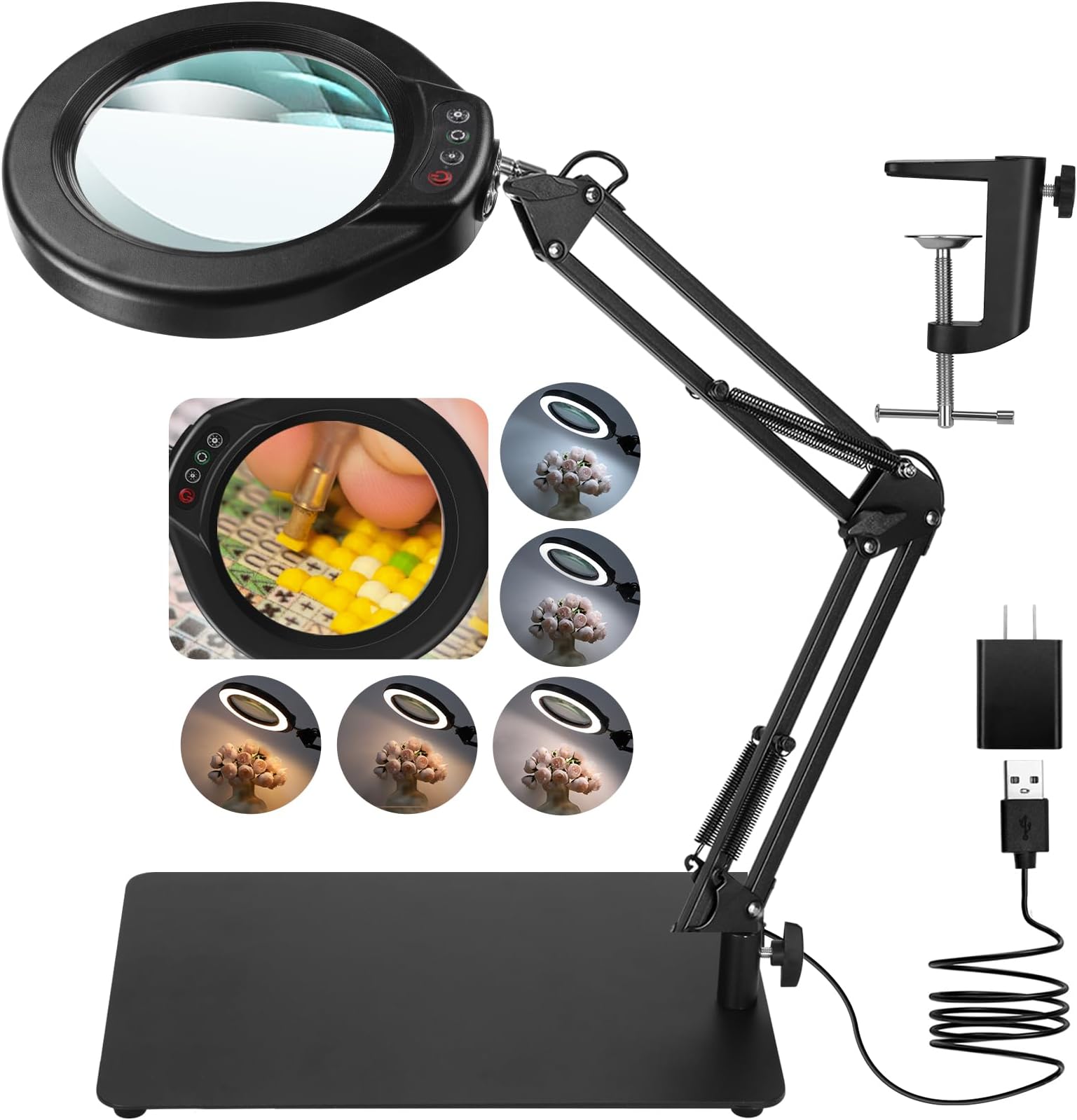 Amazon.com: Toolour 5X&10X Magnifying Glass Light with Stand Table ...