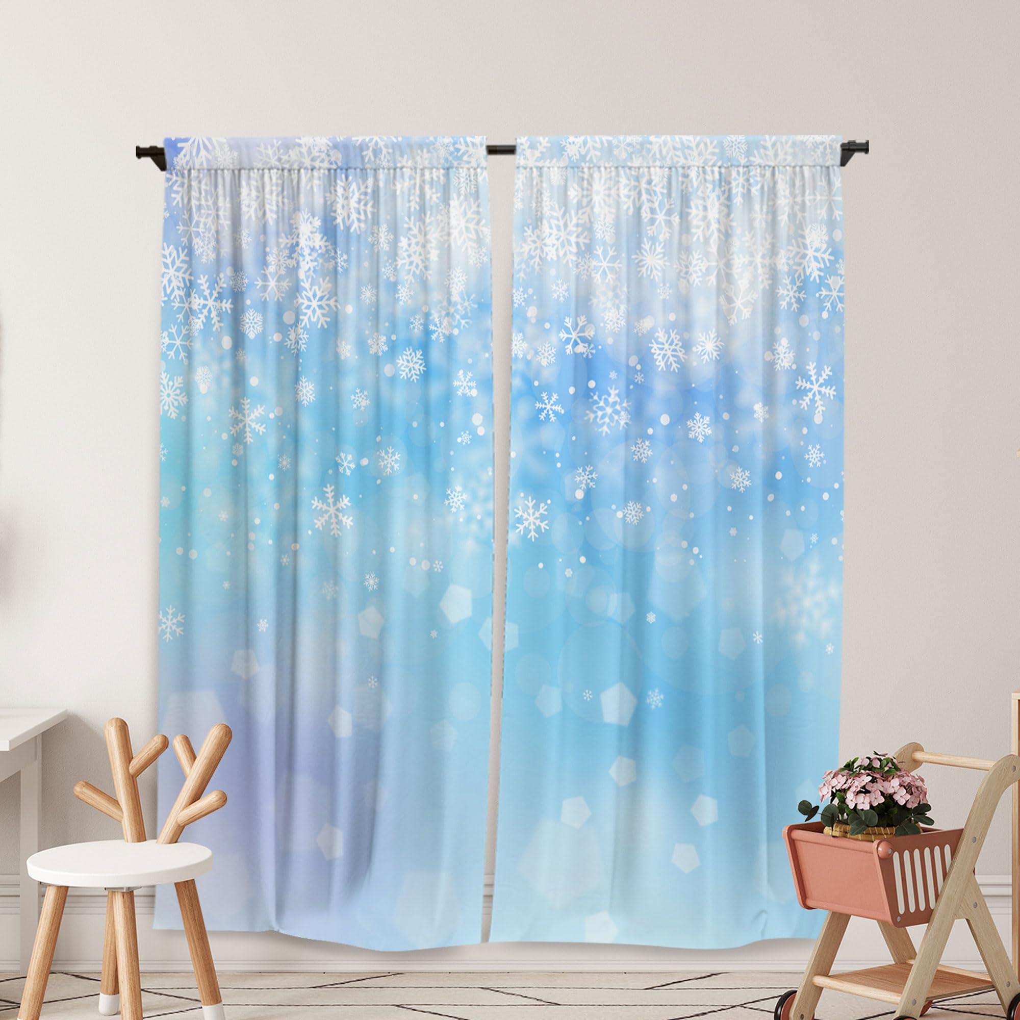 Amazon.com: Yilinata Frozen Winter Wonderland Window Curtains for Kids ...