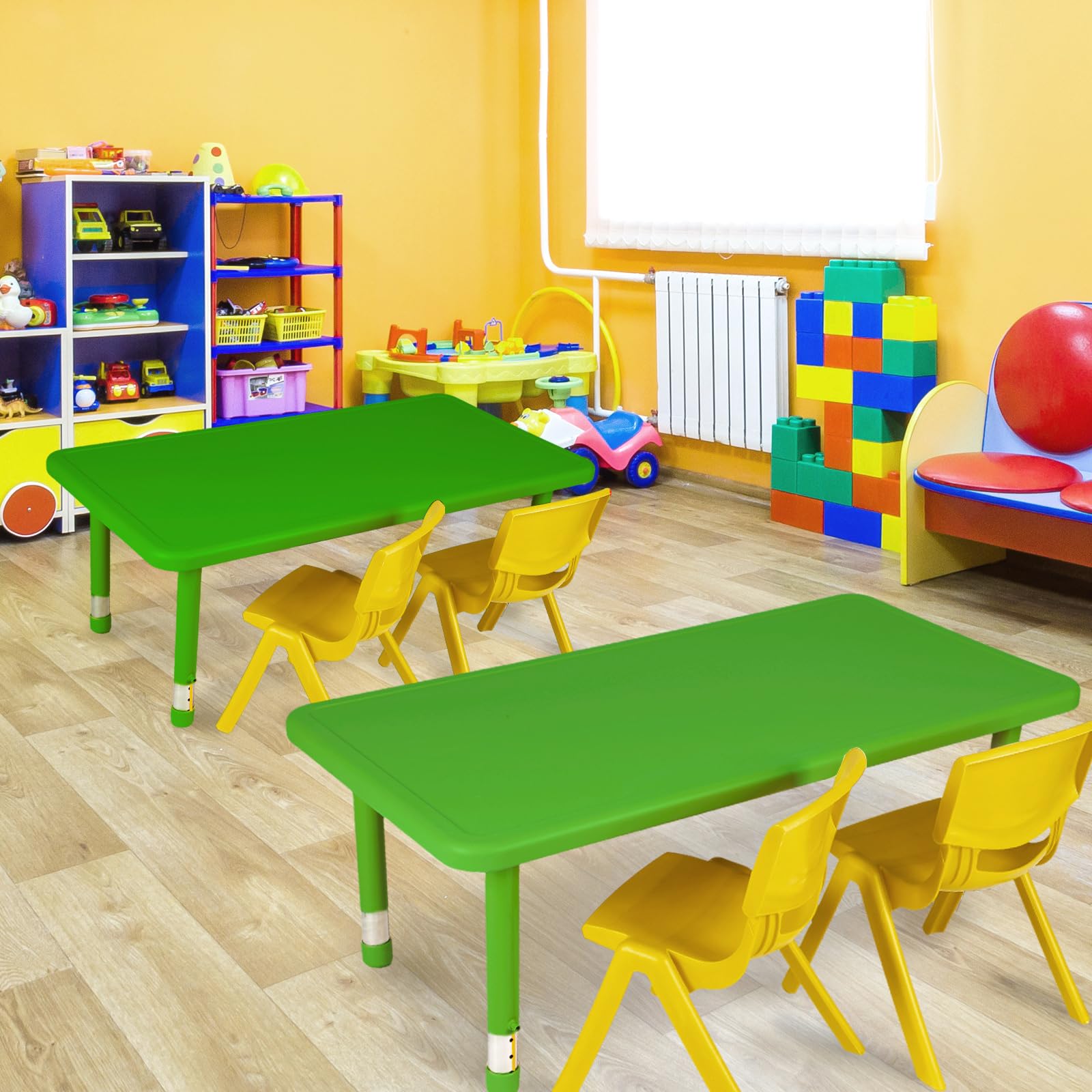 Ripeng 24" W x 47" L Rectangular Plastic Height Adjustable Activity Table with Large Dry Erase ...