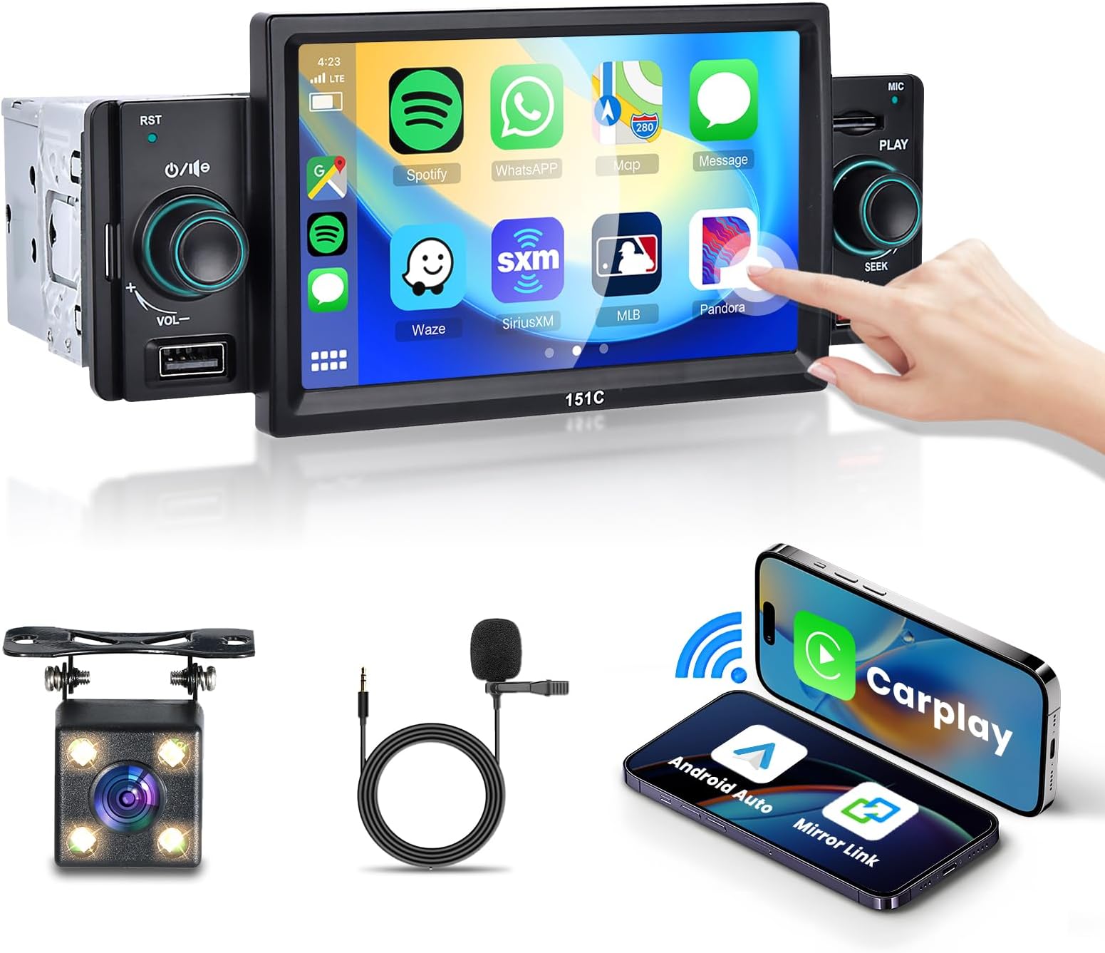 Amazon.com: SIXWIN Single Din Car Stereo 6 Inch Touch Screen Radio with ...