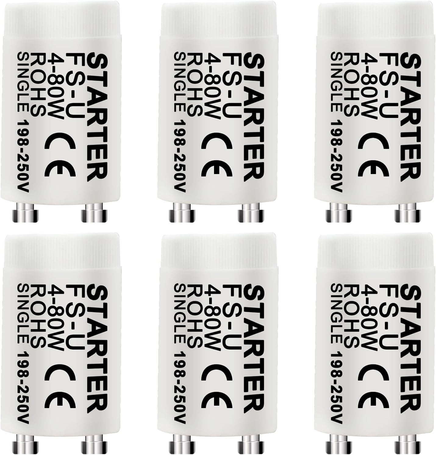 Fluorescent Light Starter Switches - 6-Pack, Efficient 4-80W, 198-250V : Amazon.co.uk: Lighting
