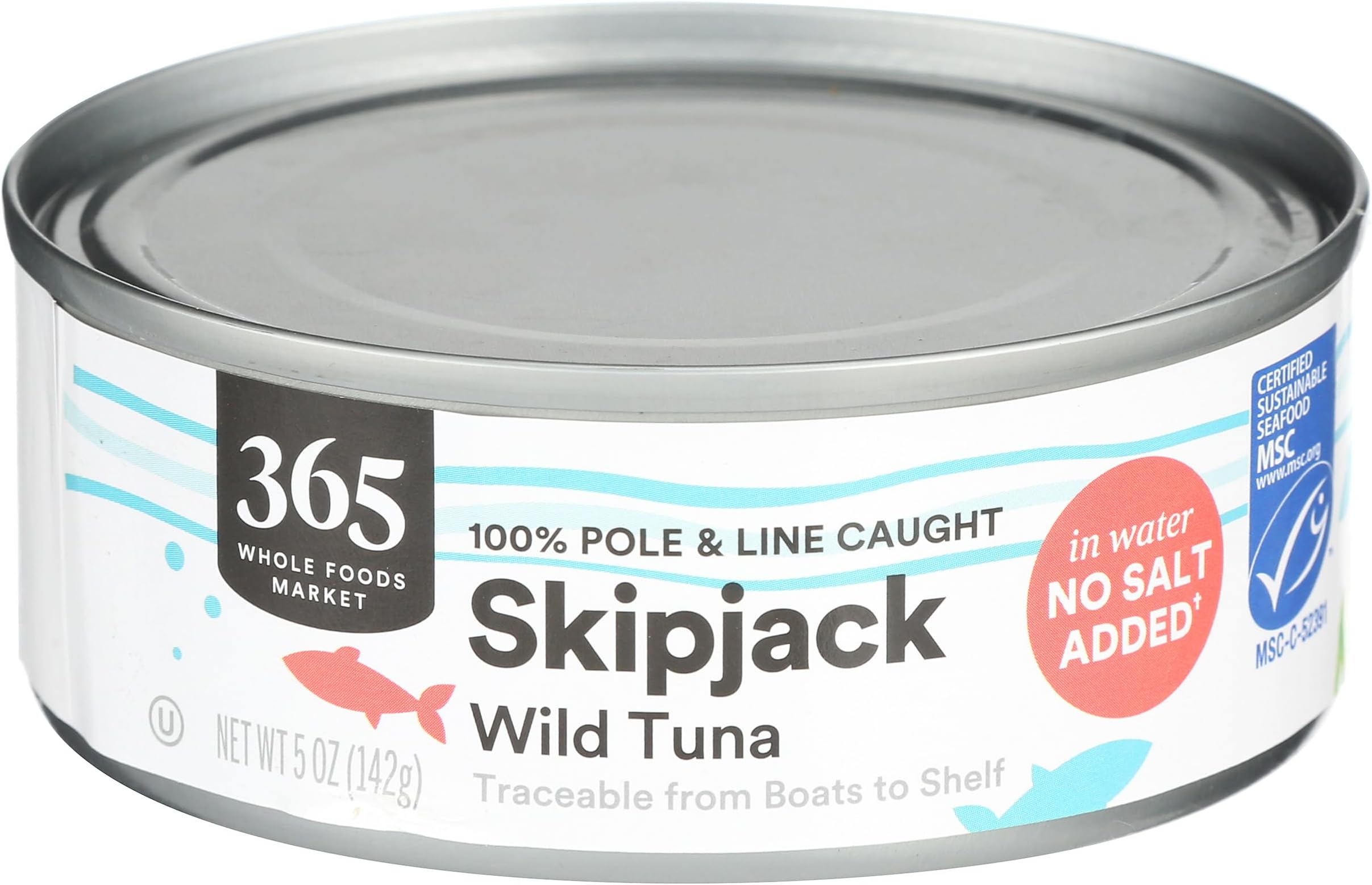 Amazon.com: 365 by Whole Foods Market, Unsalted Skipjack Tuna in Water ...