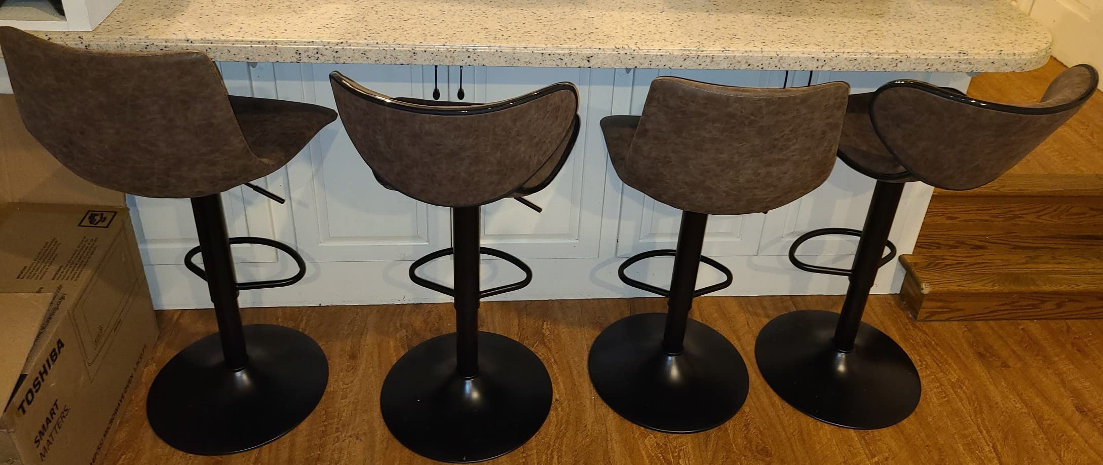 $27/mo - Finance HERA'S PALACE PU Leather Adjustable Swivel Bar Stools ...