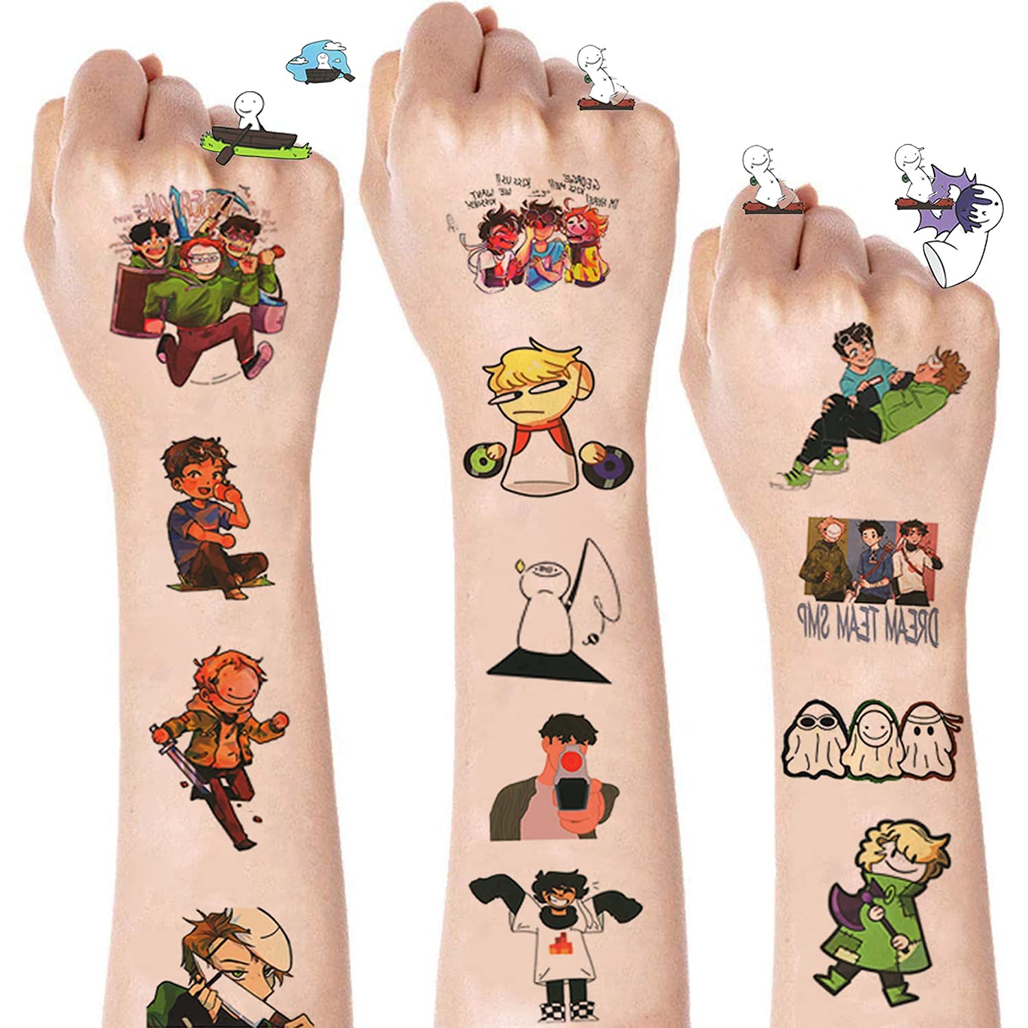 Buy 12 Sheets Cute Dream Smp Temporary Tattoos for Kids, Dream Smp ...