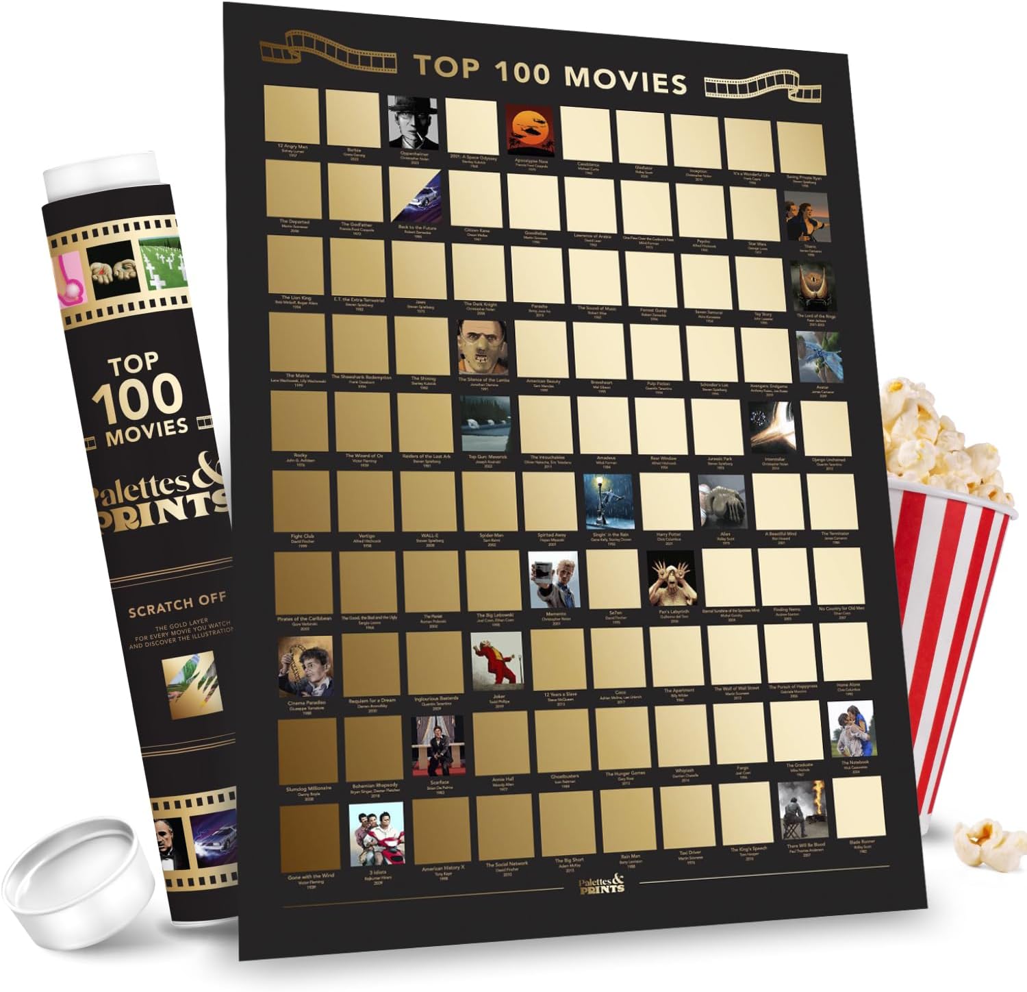 Amazon.com: Premium Top 100 Movies Scratch Off Poster - Classic Movie ...