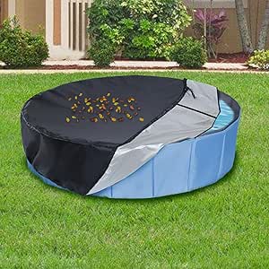 Amazon.com : 64in Dog Pool Cover - Waterproof Tear-Resistant Round Pet Pool Cover with ...