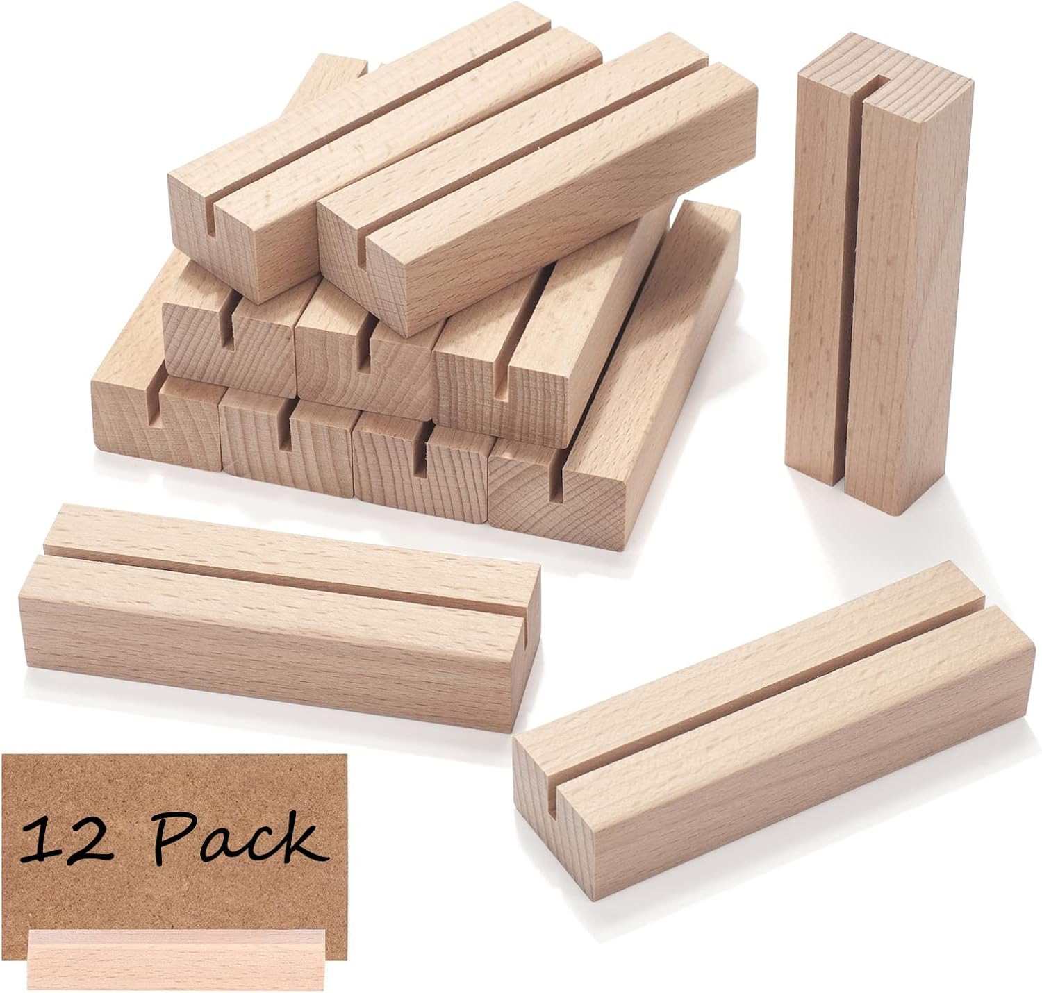 Amazon.com: FACATH 12 Pieces Wood Place Card Holders, Wooden Postcard ...