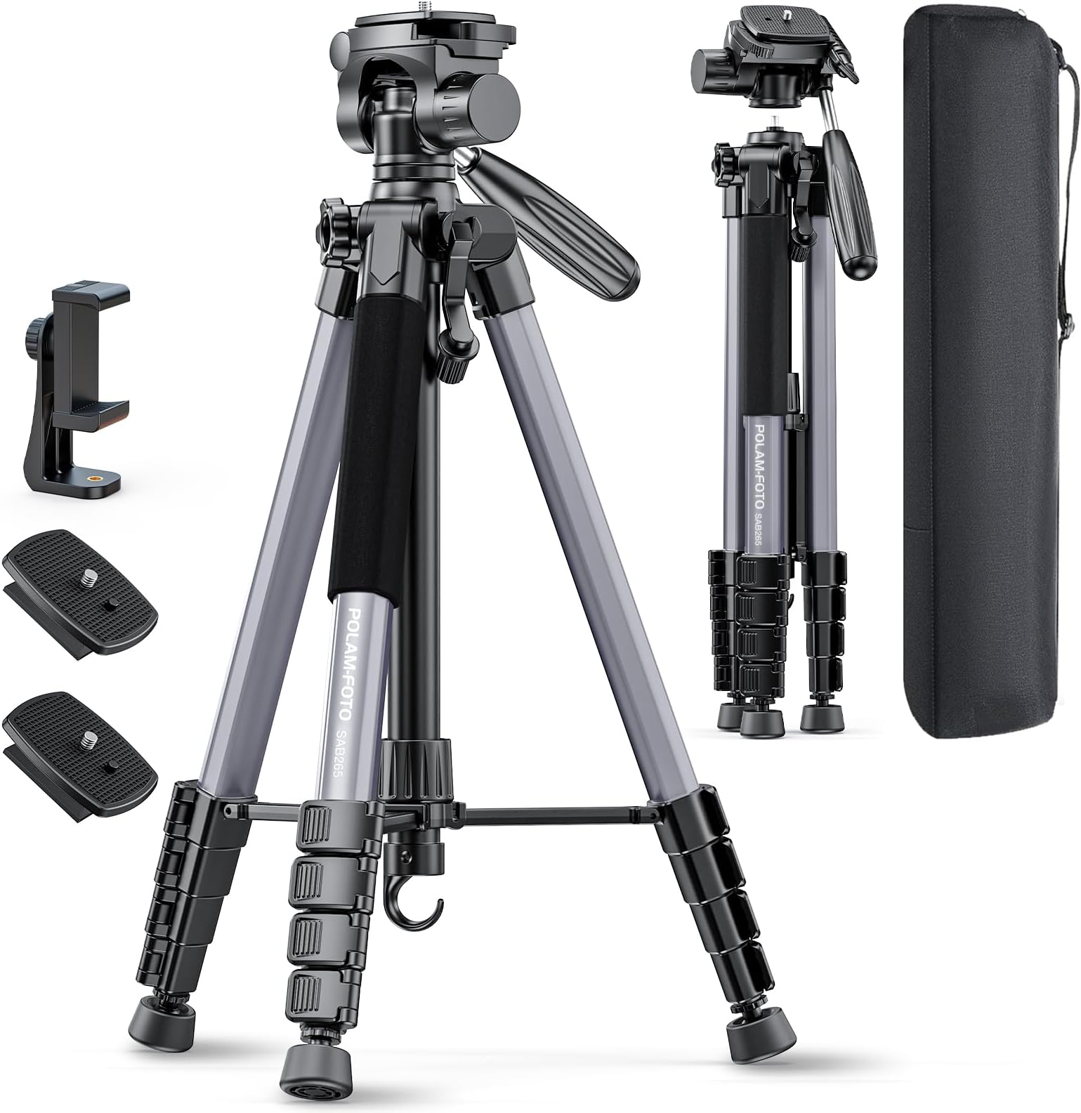 Buy POLAM-FOTO Camera Tripod 74”/188cm, Porfessional Aluminum Heavy ...