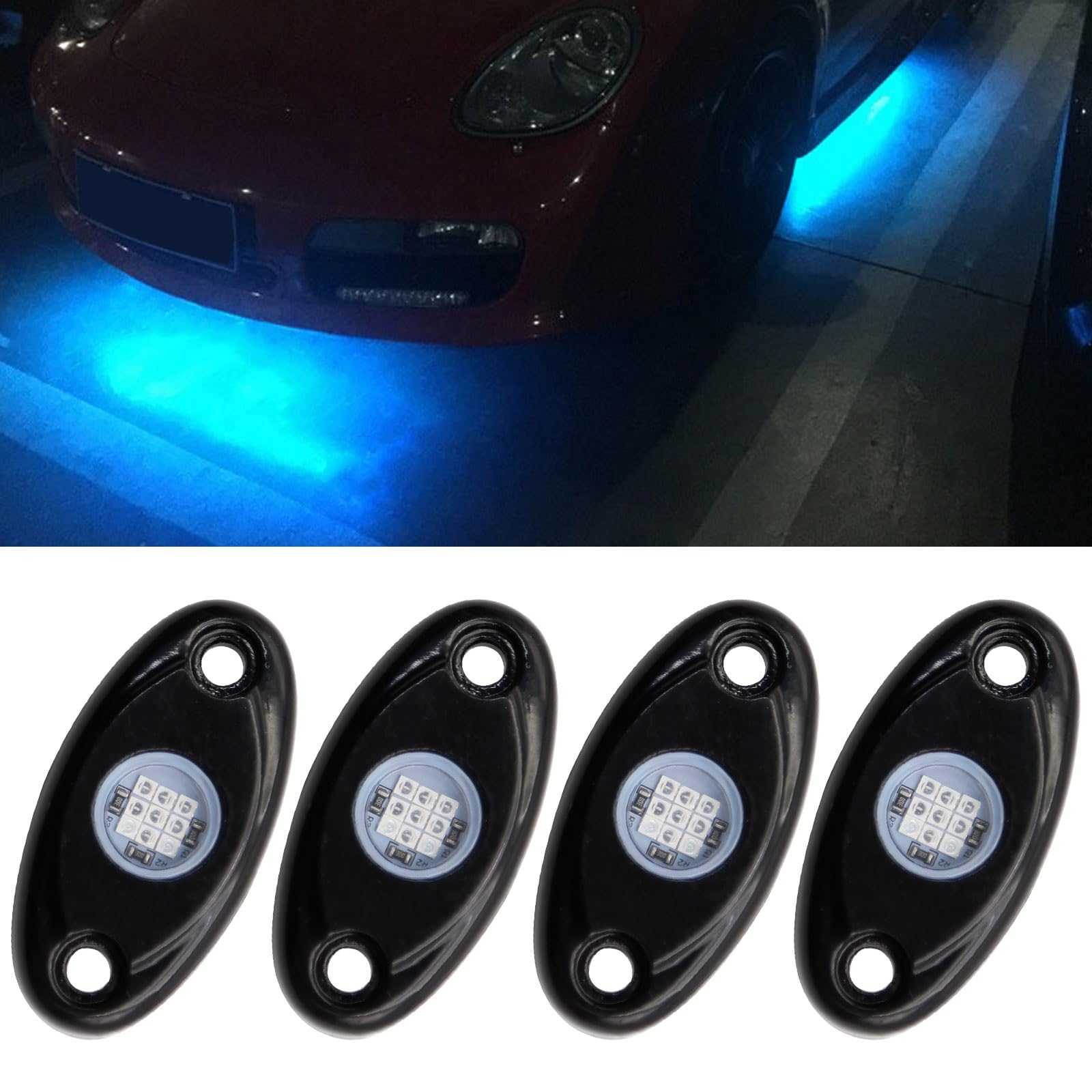 Snapklik.com : LED Rock Lights, 4 Pods LED Neon 12V Dome Exterior Wheel ...