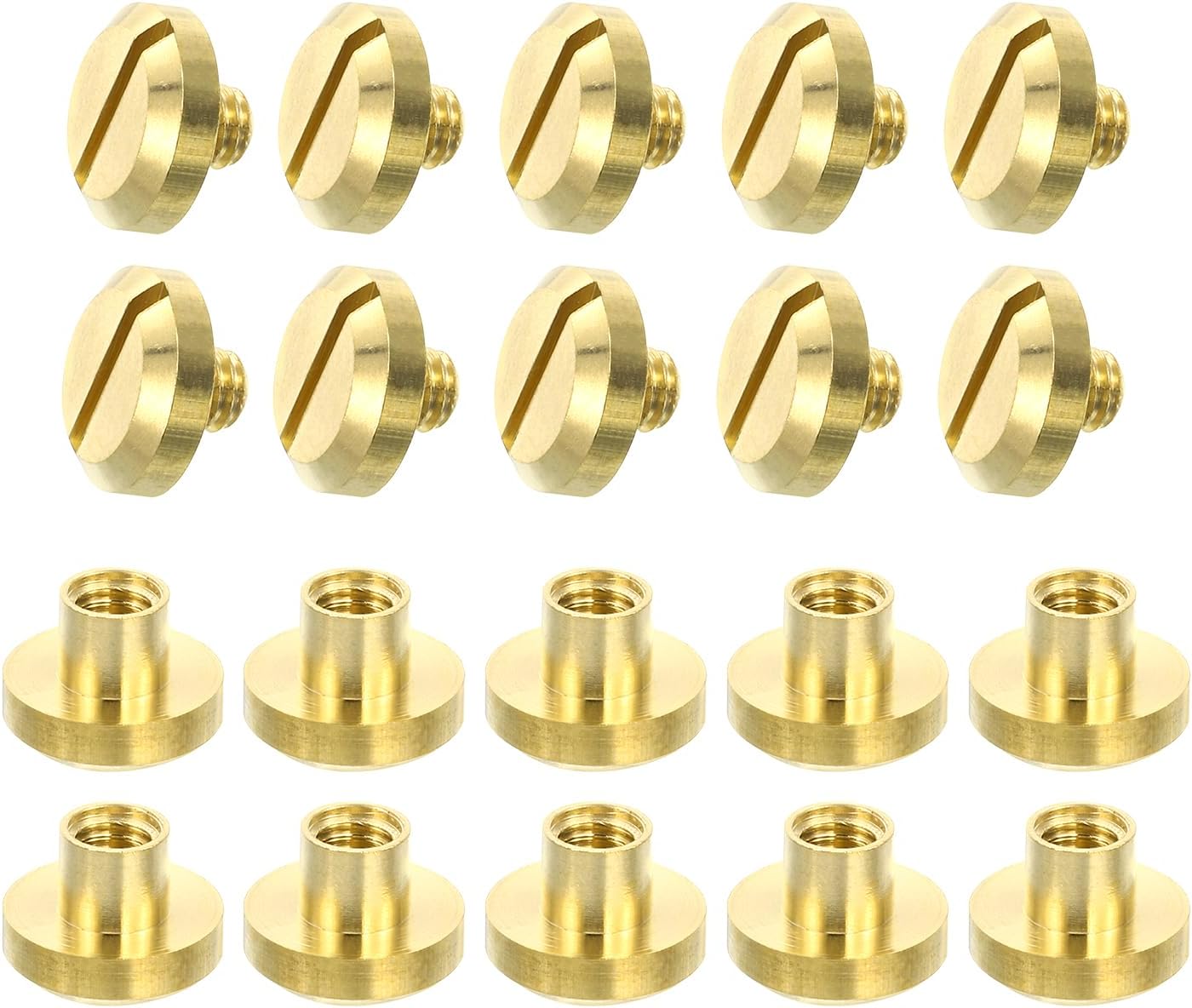 Amazon.com: uxcell 10Sets Brass Chicago Screw Fasteners, 4mm Concave ...