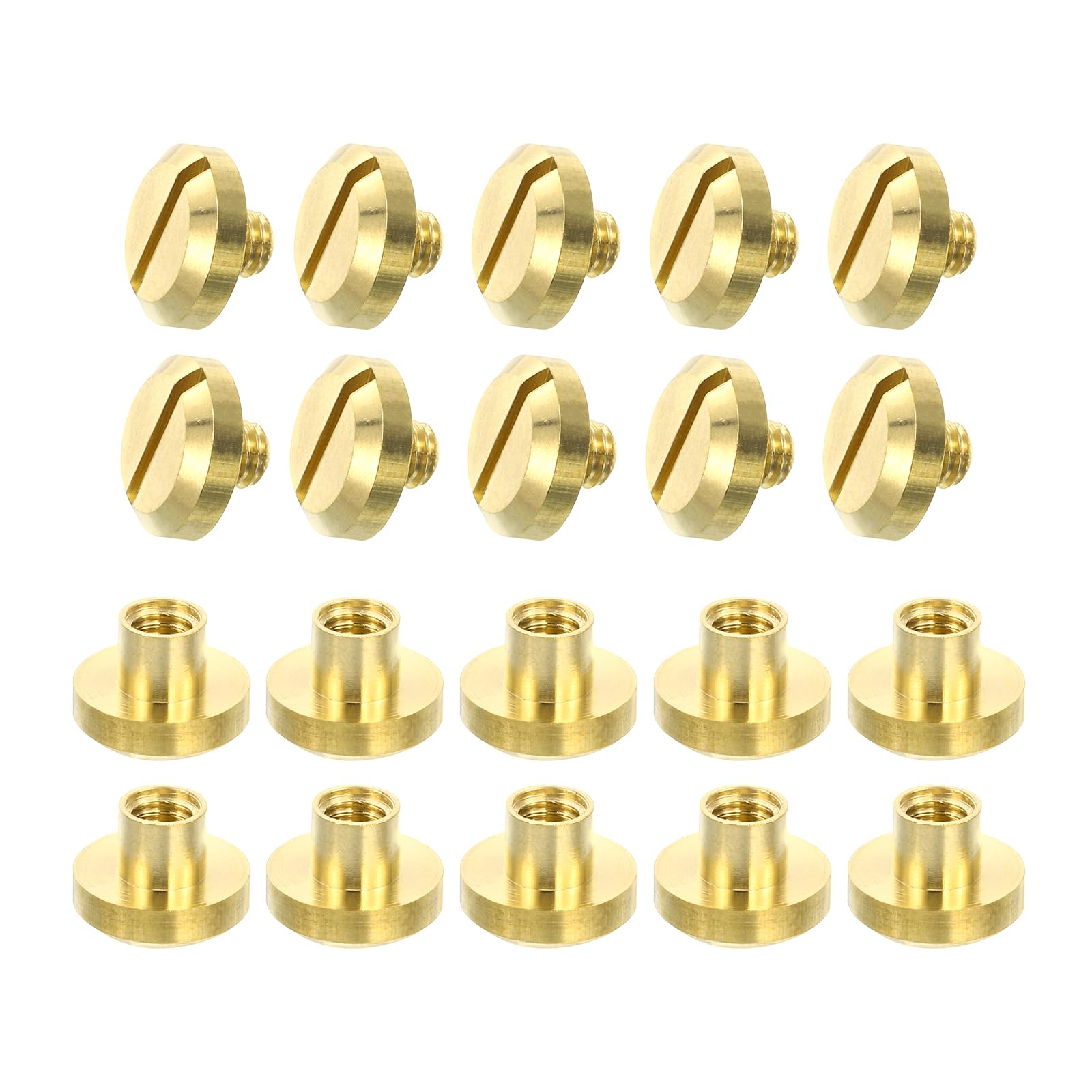 Amazon.com: uxcell 10Sets Brass Chicago Screw Fasteners, 4mm Concave ...