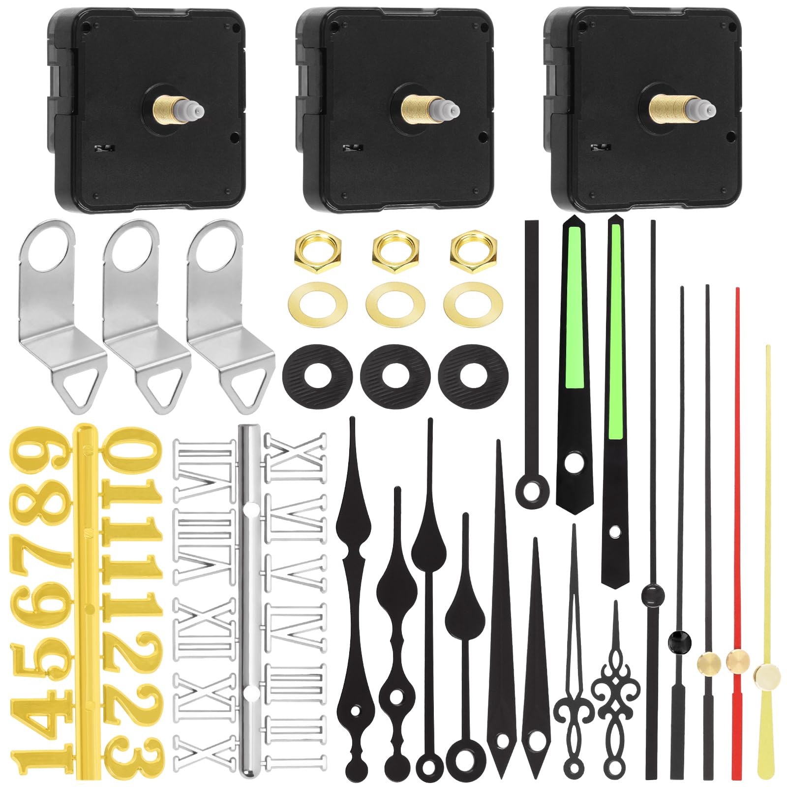 Swpeet 3Pcs 3 Sizes 16mm/20mm/24mm Clock Movement Mechanism Kit，6 Clock ...