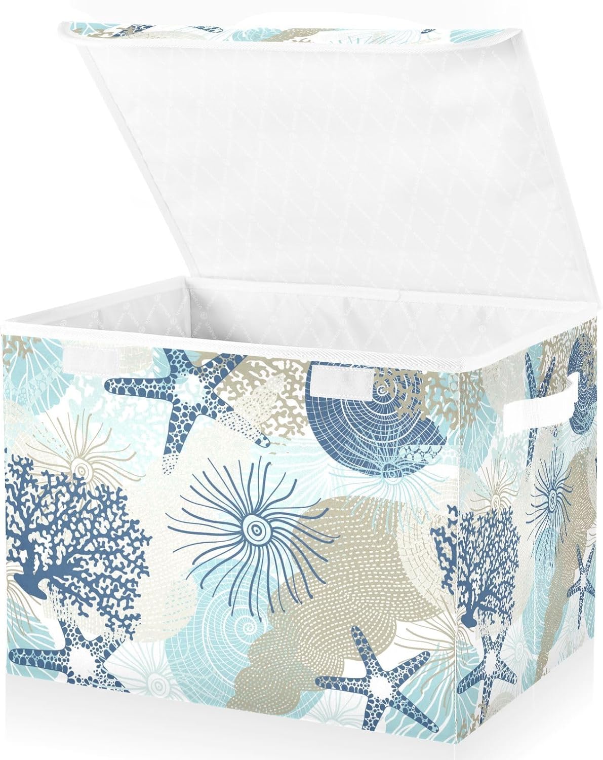 Amazon.com: MFTJYO Storage Bin with Lid Seashell Starfish Blue Vintage ...