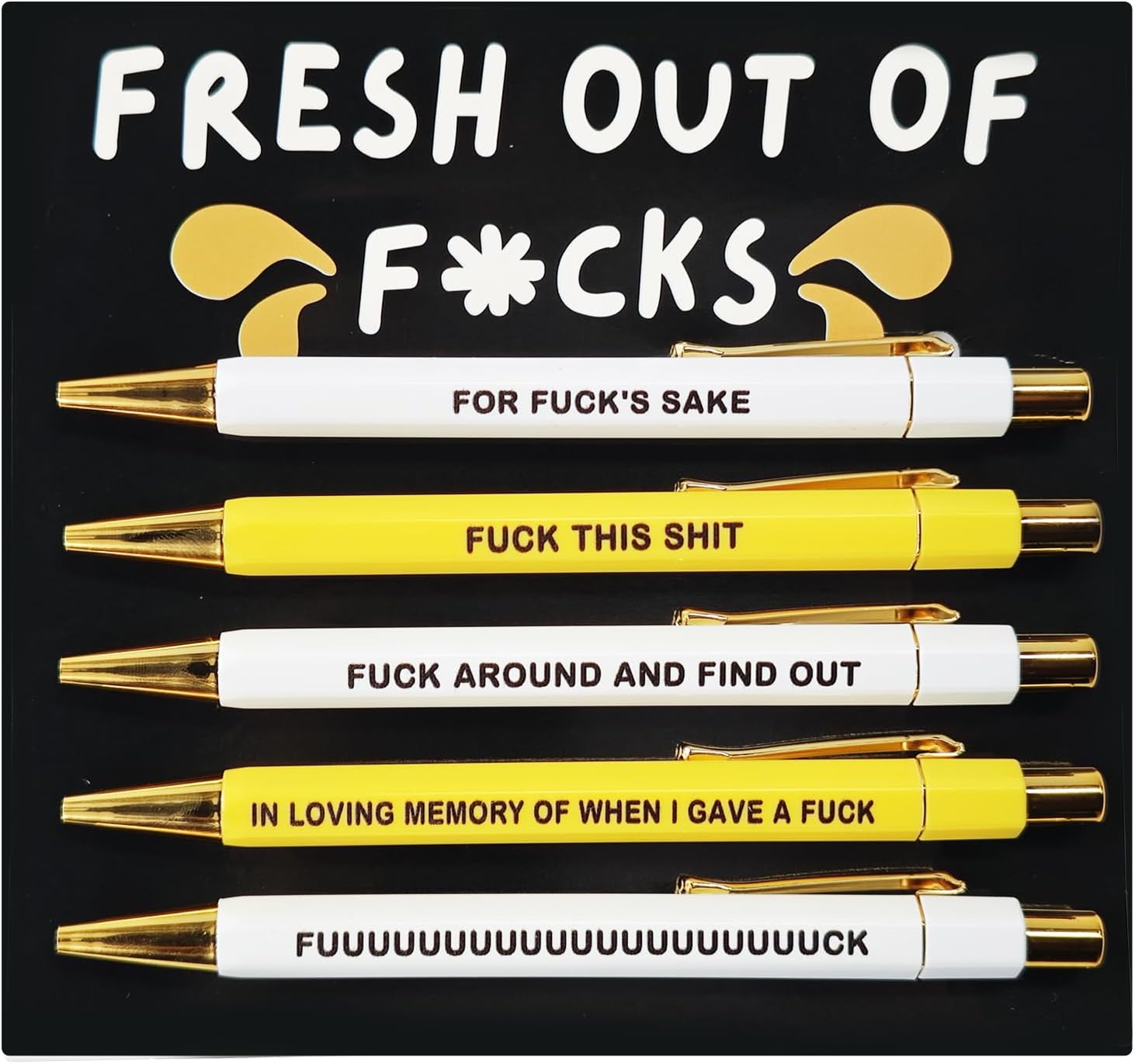 SHCHME Funny Pen Set, 5PCS Swear Word Black Ink Ballponit Rude Pen ...
