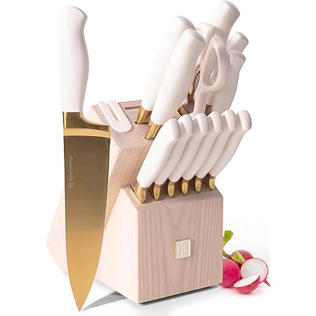Amazon.com: Black and Gold Knife Set with Block - 6 PC Luxe Gold ...