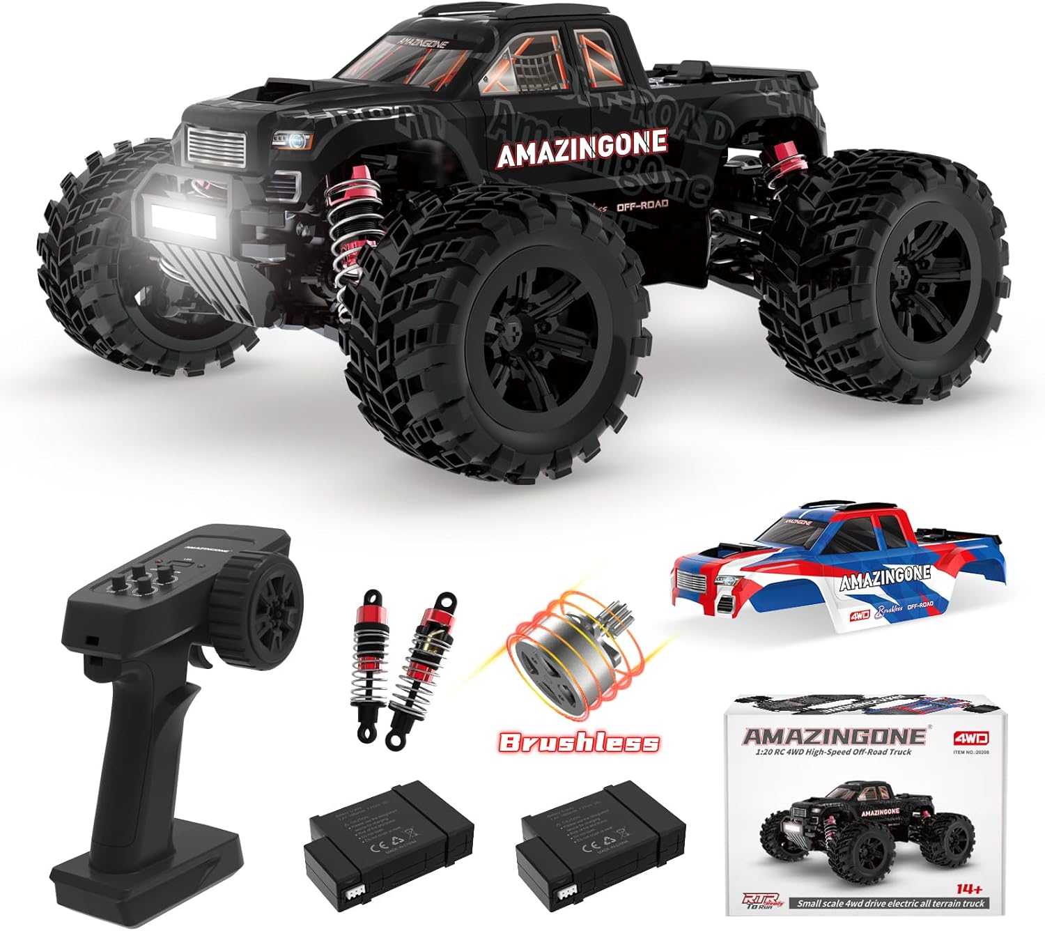 Amazon.com: AMAZINGONE 1:20 Scale Brushless Fast RC Cars for Adults ...