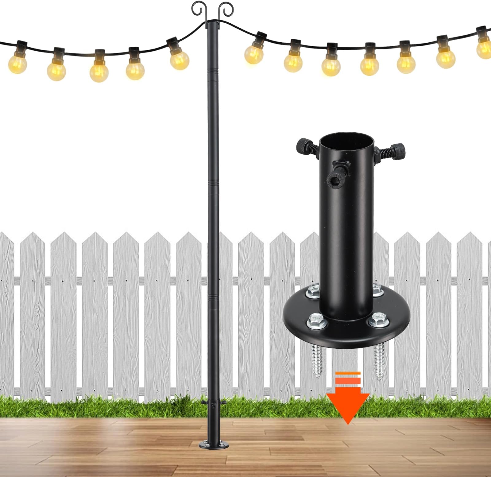 Amazon.com: BsBsBest Outdoor String Light Pole, 10FT Waterproof Metal ...