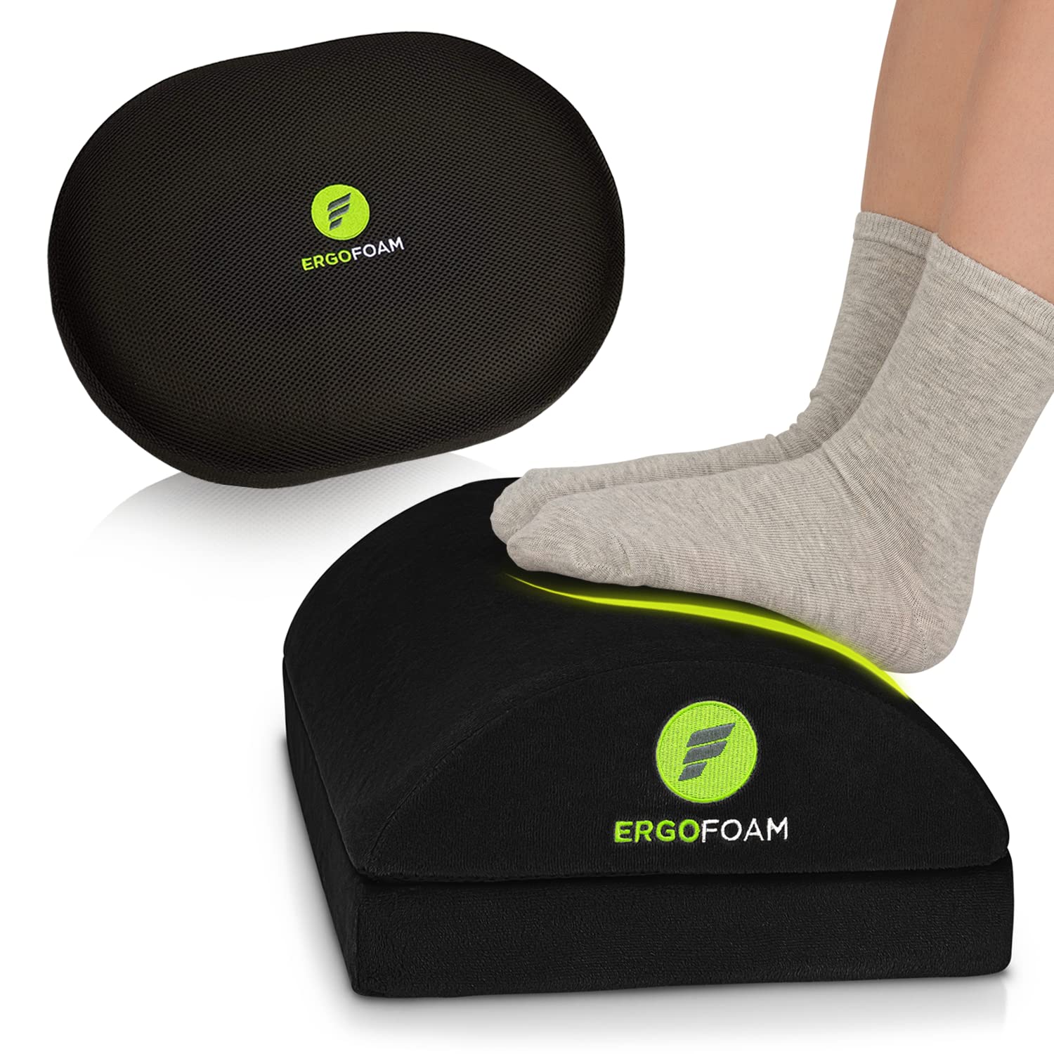 Amazon.com: ErgoFoam Adjustable Foot Rest (Rounded, Velvet, Black) and ...
