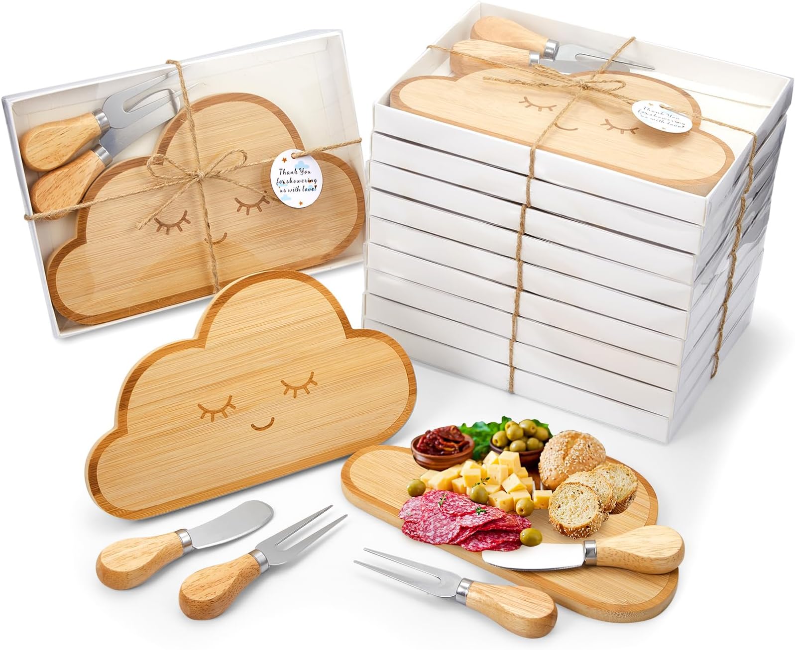 Amazon.com | Nitial 12 Set Bridal Shower Party Favors 12 Bamboo Cheese ...