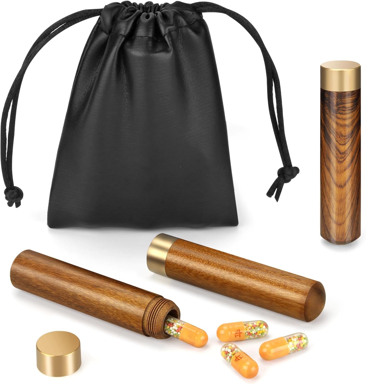 Amazon.com: 3PC Wooden Pill Organizer Mini Pill Box High Grade Pear ...