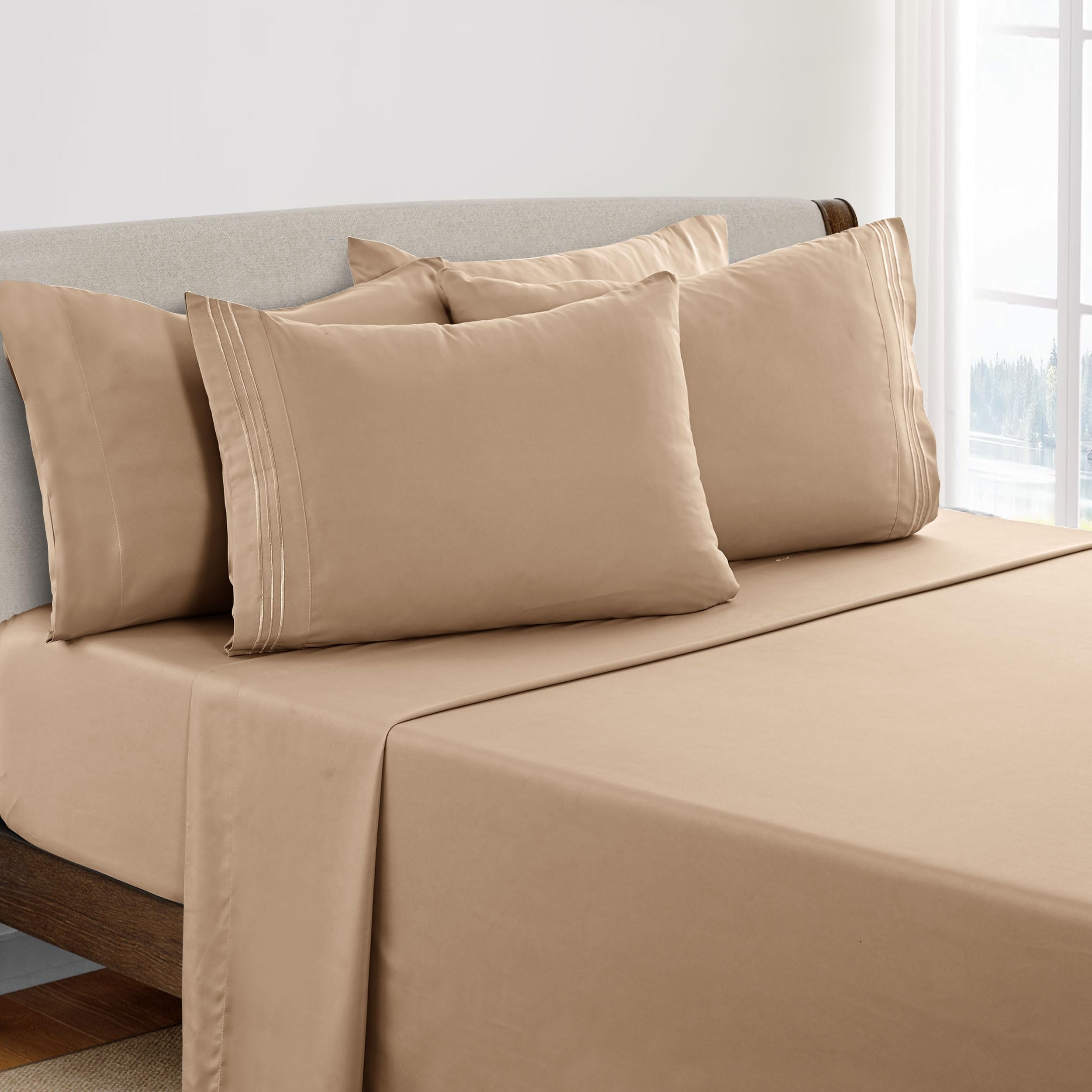 Amazon.com: ATHLETERZ 6 Pcs Embroidered Sheet Set - Soft Cooling ...