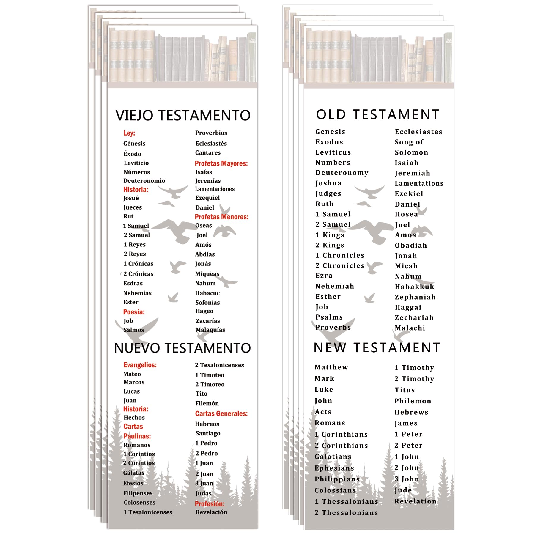 Amazon.com: 24 Pcs Bilingual Bible Spanish English Bookmarkers Reading ...