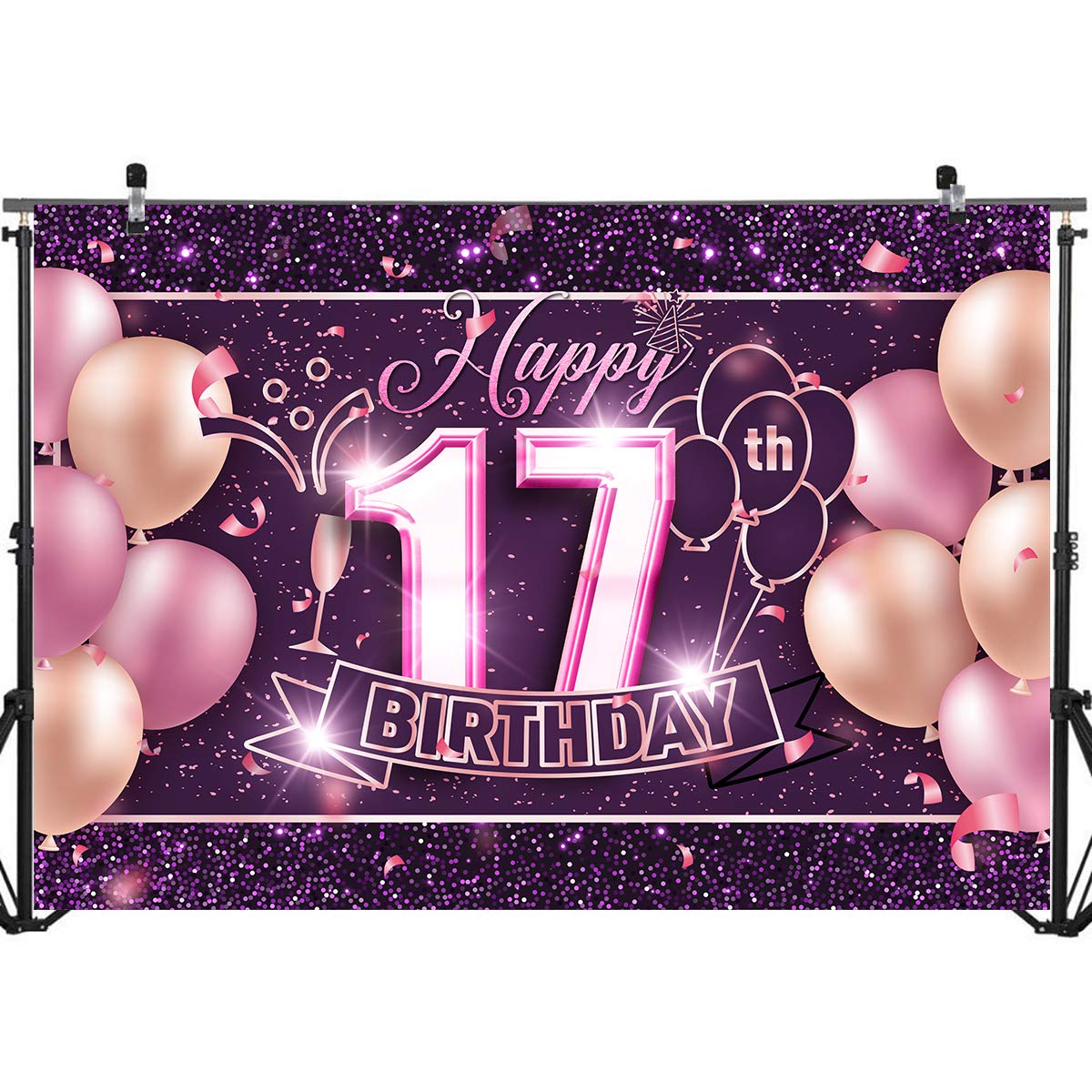 Happy 17th Birthday Backdrop Decorations For Girls Backdrop Background ...