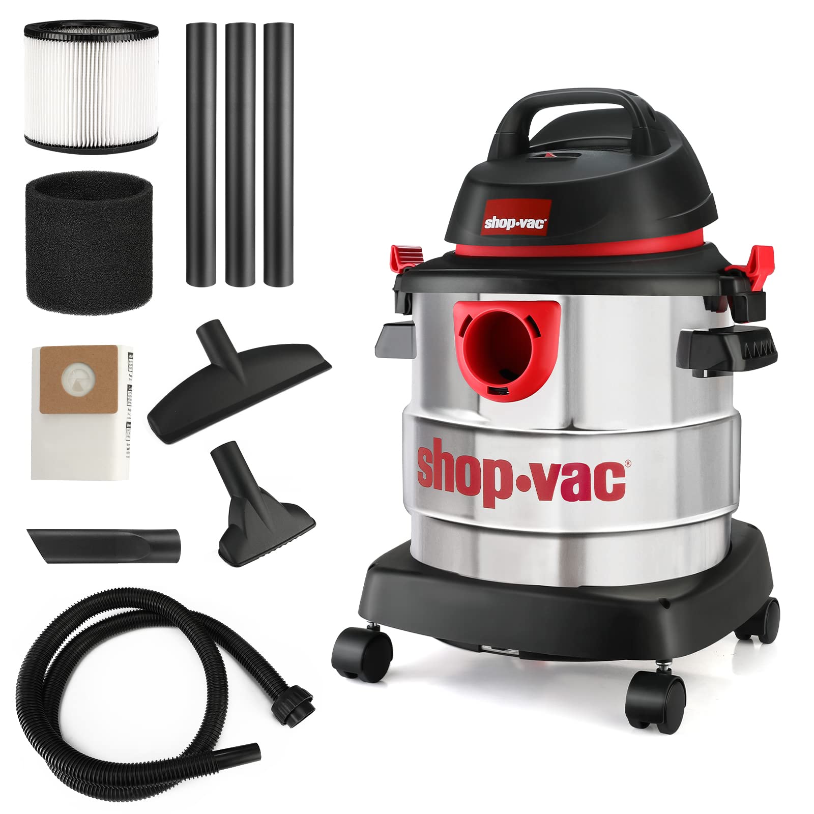 Snapklik.com : Shop-Vac 5 Gallon 4.5 Peak HP Wet/Dry Vacuum, Stainless ...