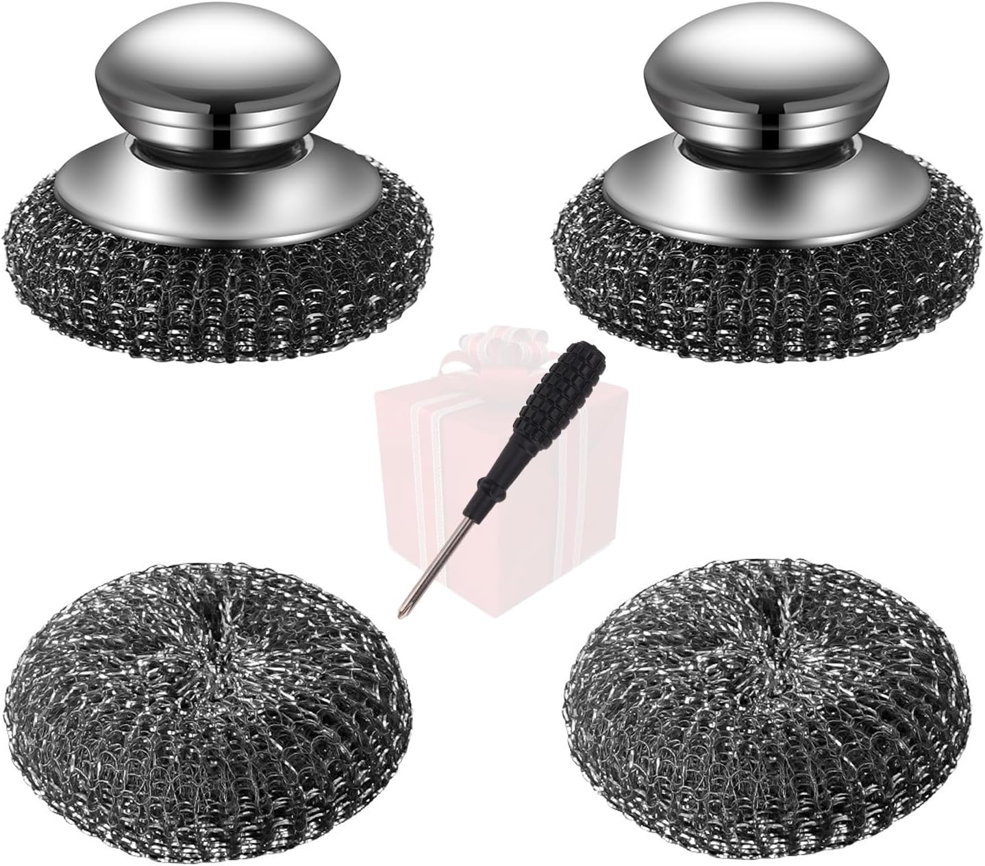 Amazon.com: 2 Pack Steel Wool Scrubber with Handle - Includes 2 ...