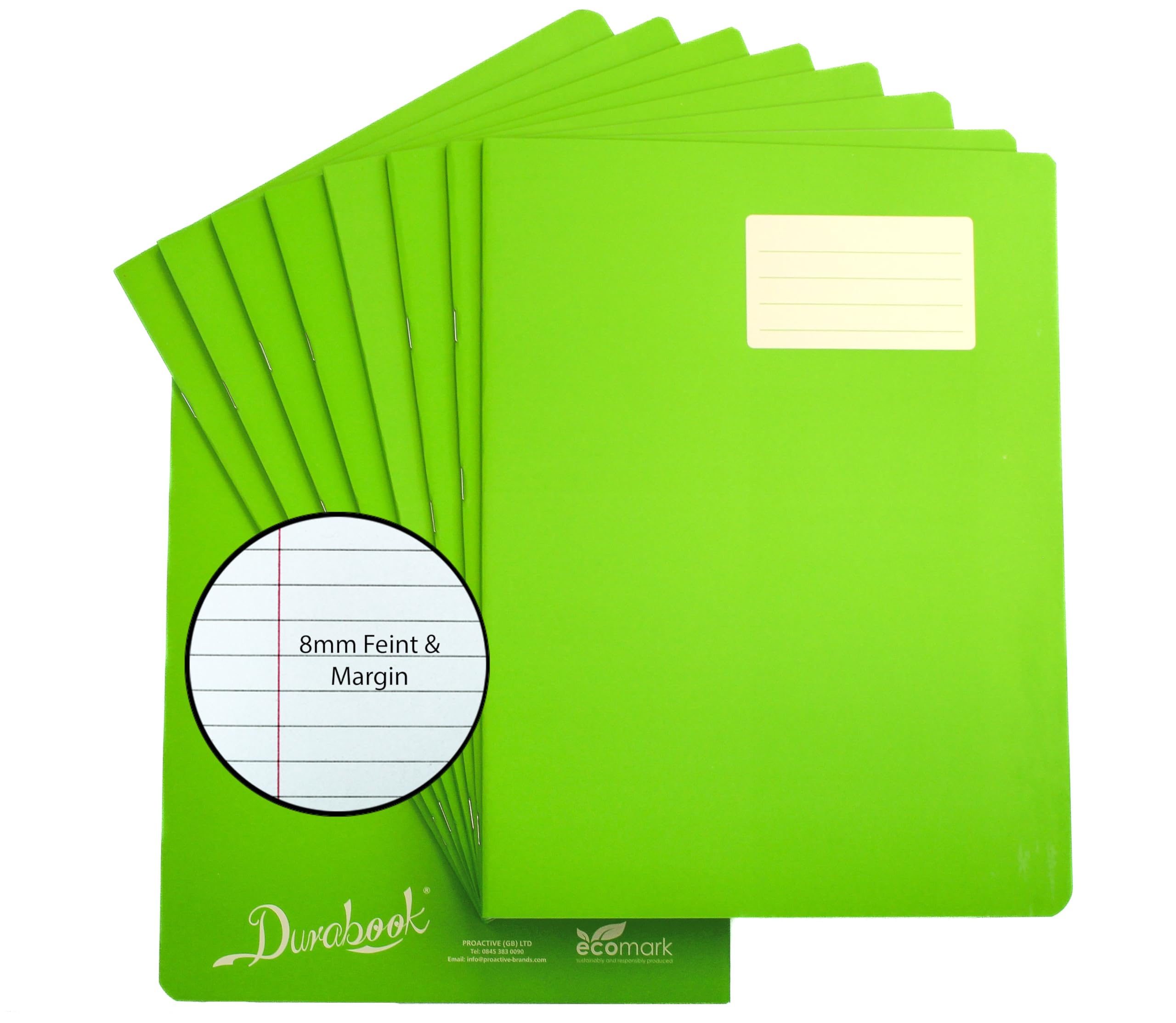 Durabook A4+ 8mm F&M Light Green Exercise Book Pack of 10, 80 Page ...