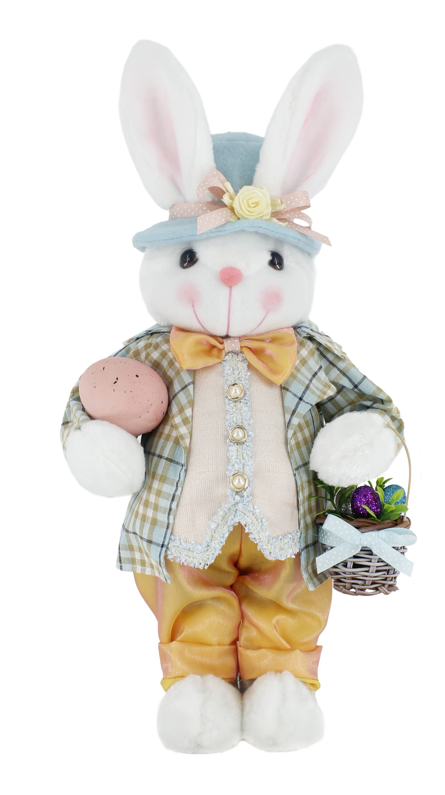 Amazon.com: 19" Orange & Blue Plaid Bright Bunny Rabbit Spring Easter ...