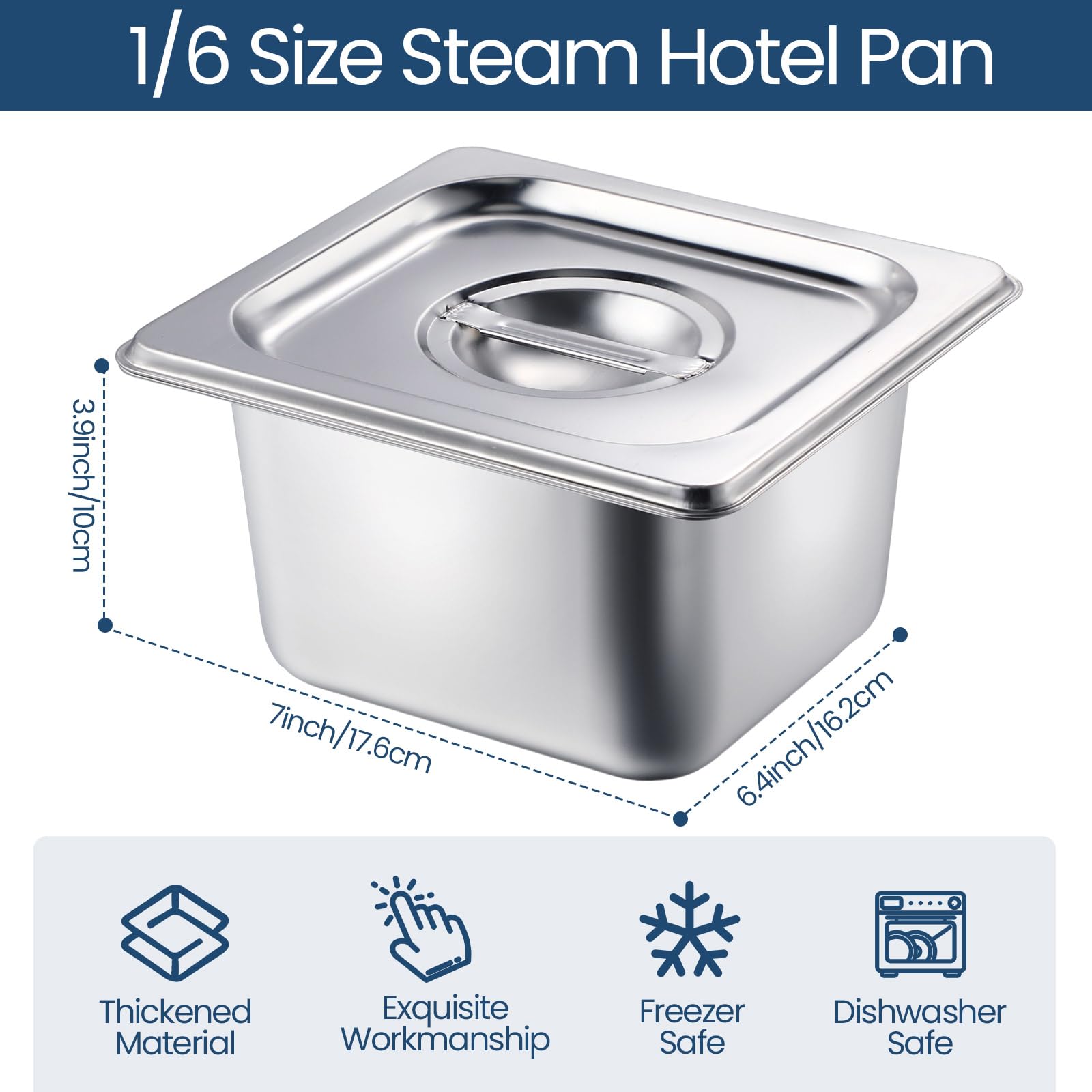 Zubebe 16 Pack Hotel Pan with Lid 4 Inch Deep Steam Table Pan 0.9 mm ...