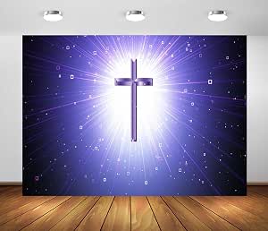 Amazon.com : BELECO 10x8ft Fabric Holy Purple Cross Backdrop Christian ...