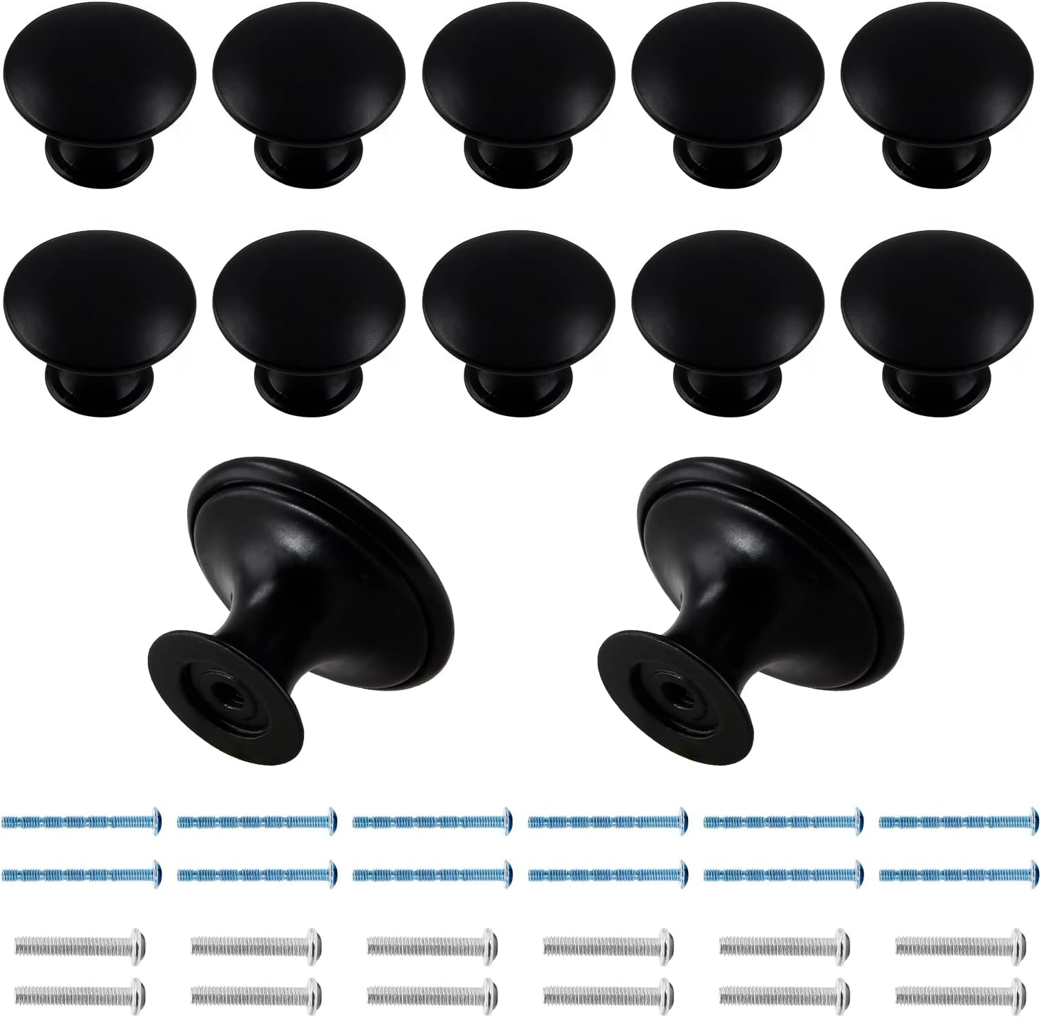 Cionyce 12 Pcs Black Red Bronze Cabinet Knobs Metal Drawer Knobs Round ...