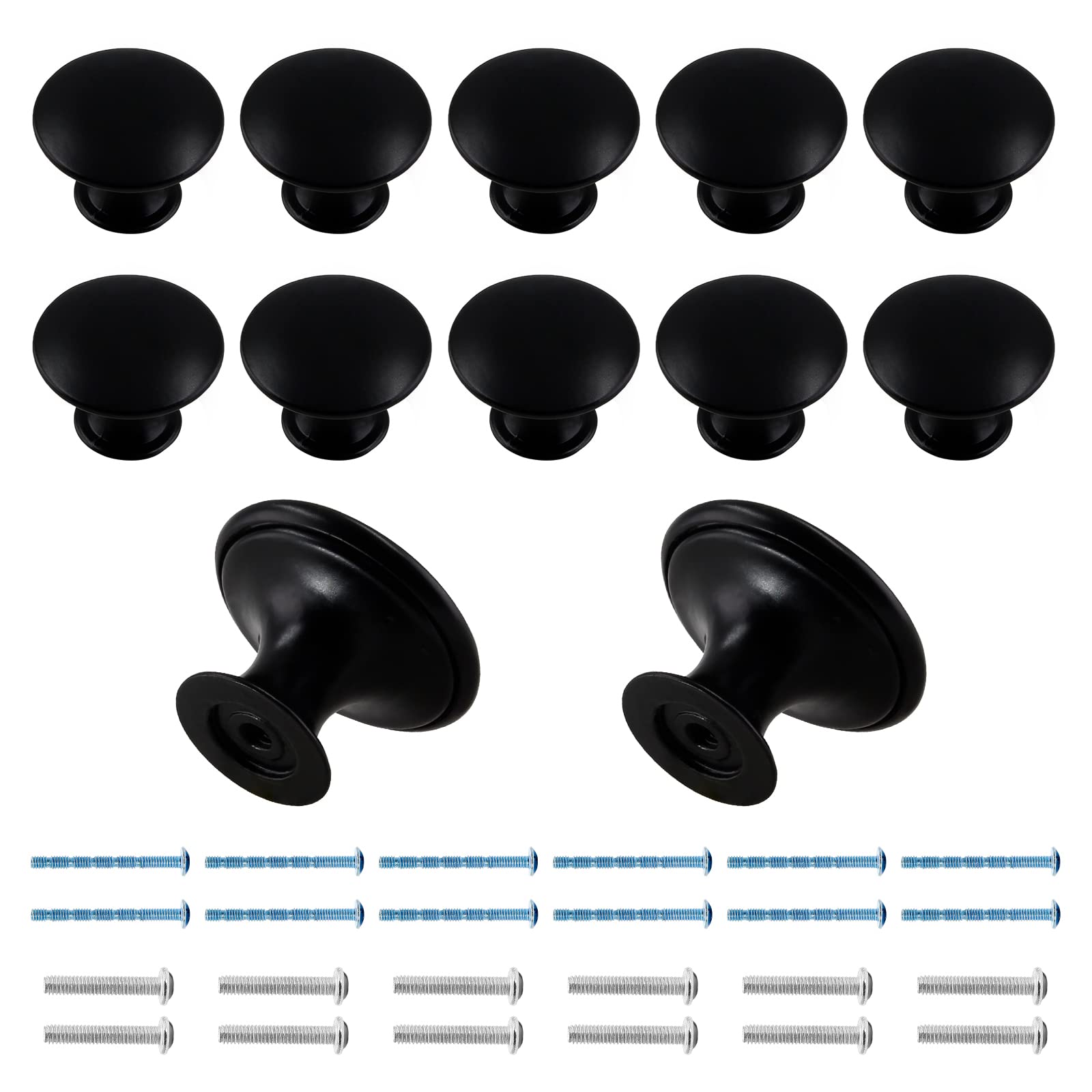 Cionyce 12 Pcs Black Red Bronze Cabinet Knobs Metal Drawer Knobs Round ...