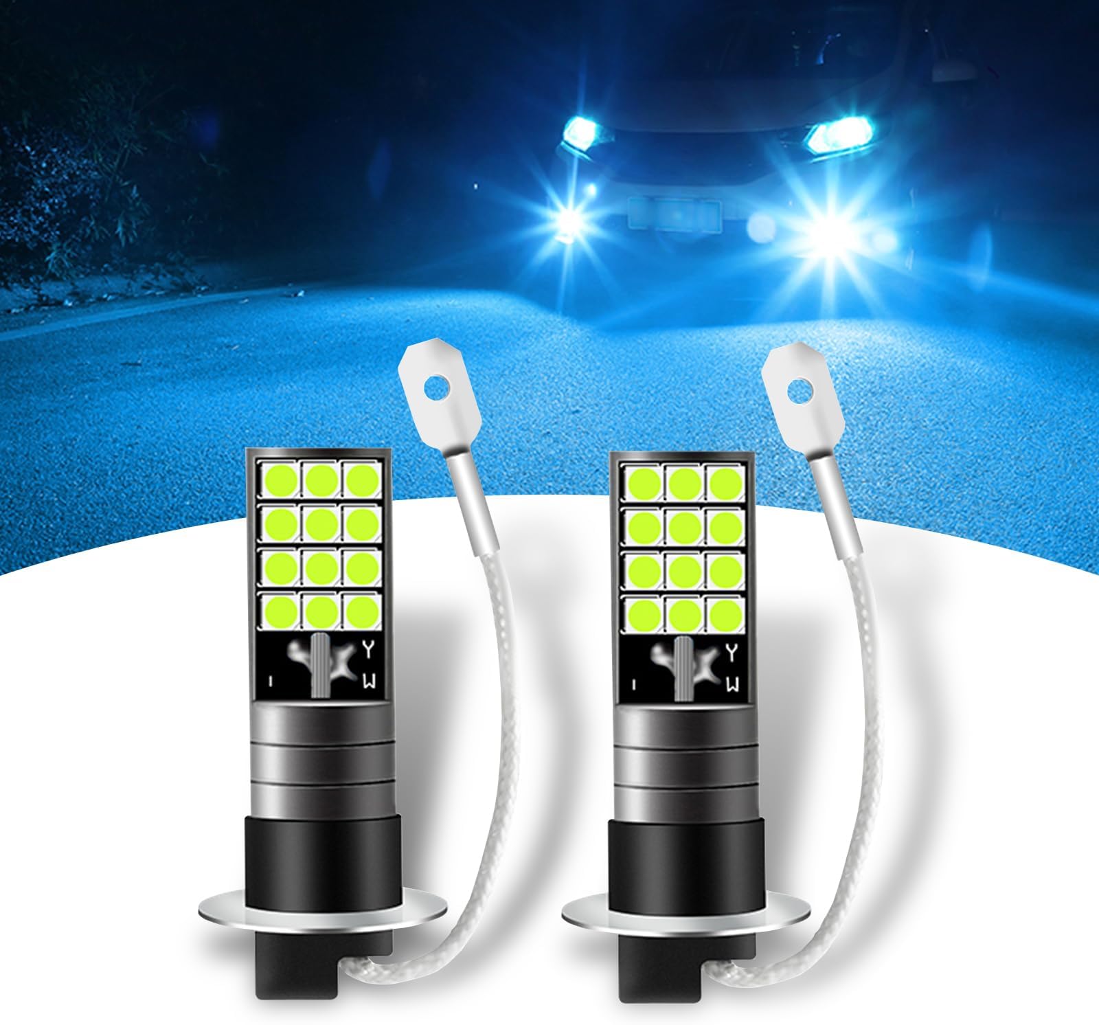 Amazon.com: Flygun 2 PCS Car H3 LED Fog Light, 24smd 300% Brighter Anti ...