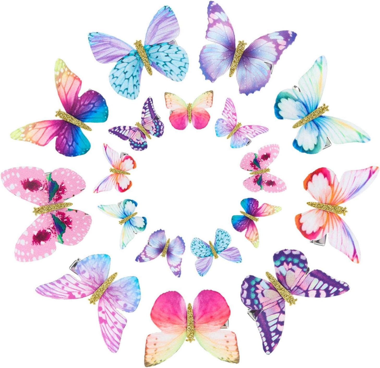 18PCS Butterfly Hair Clips Colorful Realistic Butterfly Glitter ...