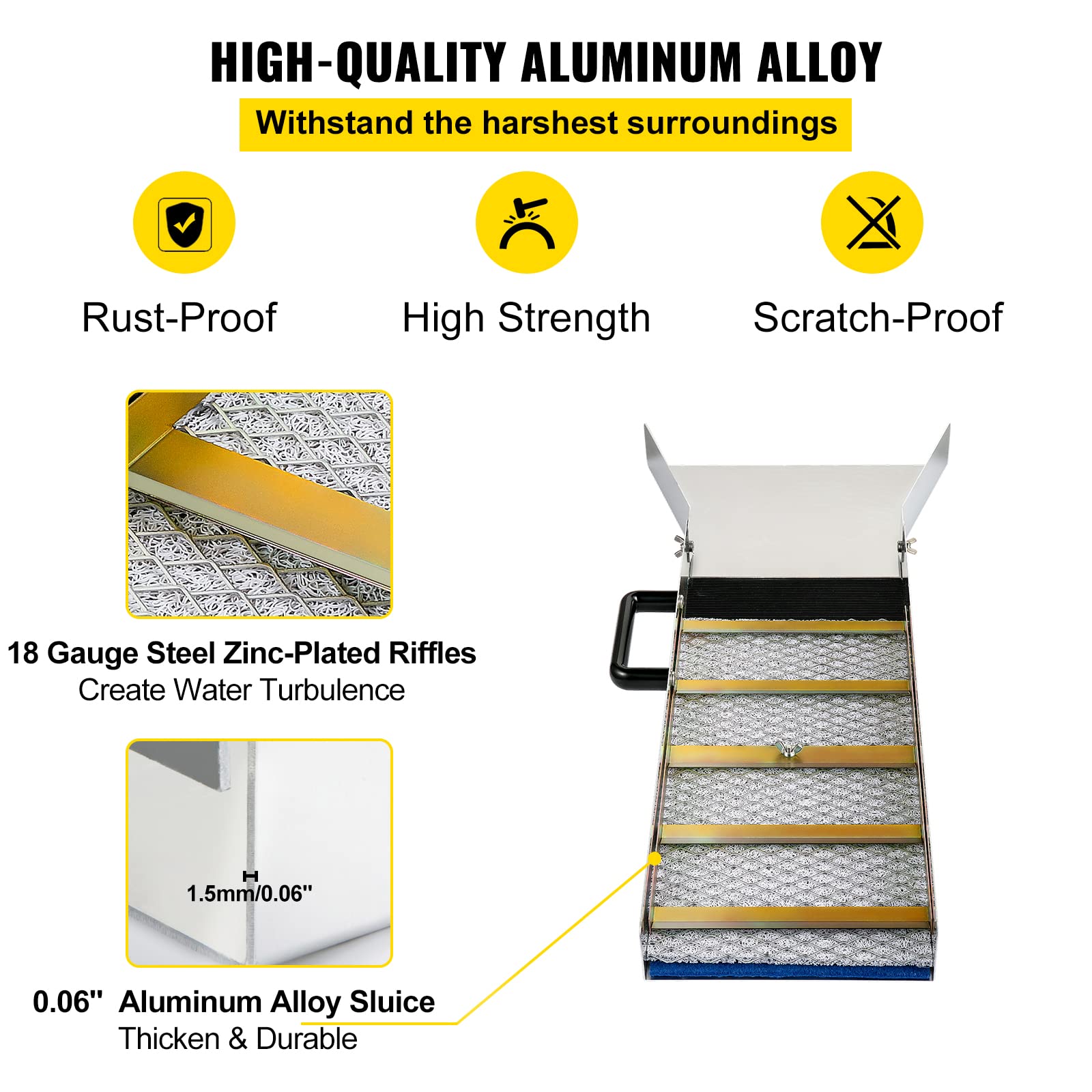 Snapklik.com : Aluminum Alloy Sluice Box, Compact 30" Long Sluice Boxes ...