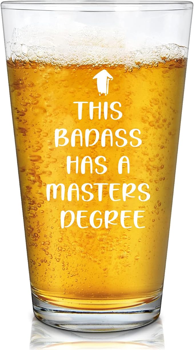 Amazon.com | Futtumy Masters Degree Beer Glass - 15Oz, Graduation Gift ...