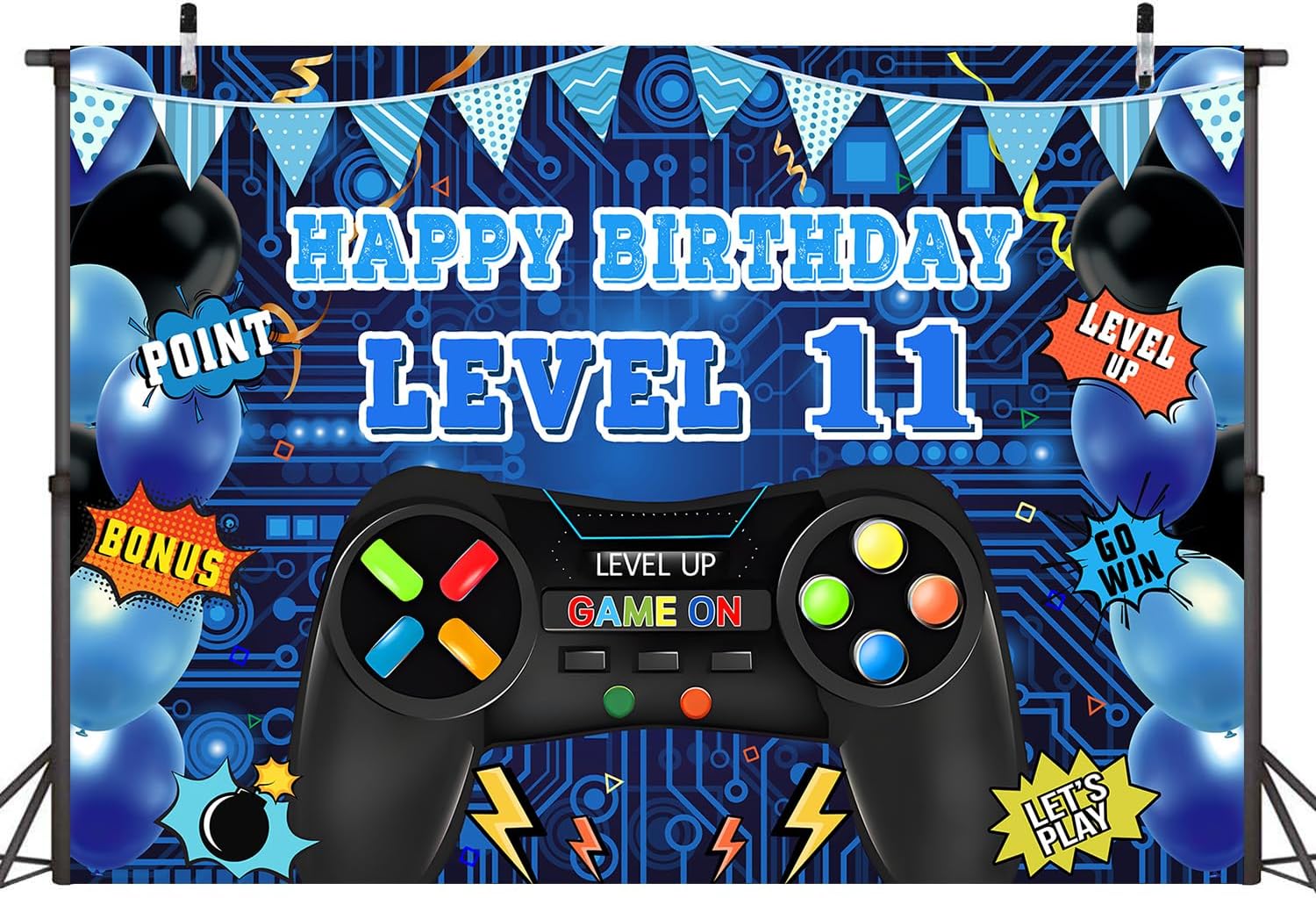 Amazon.com : LTDKAEN Game Theme Level 11 Birthday Backdrop Video Game ...